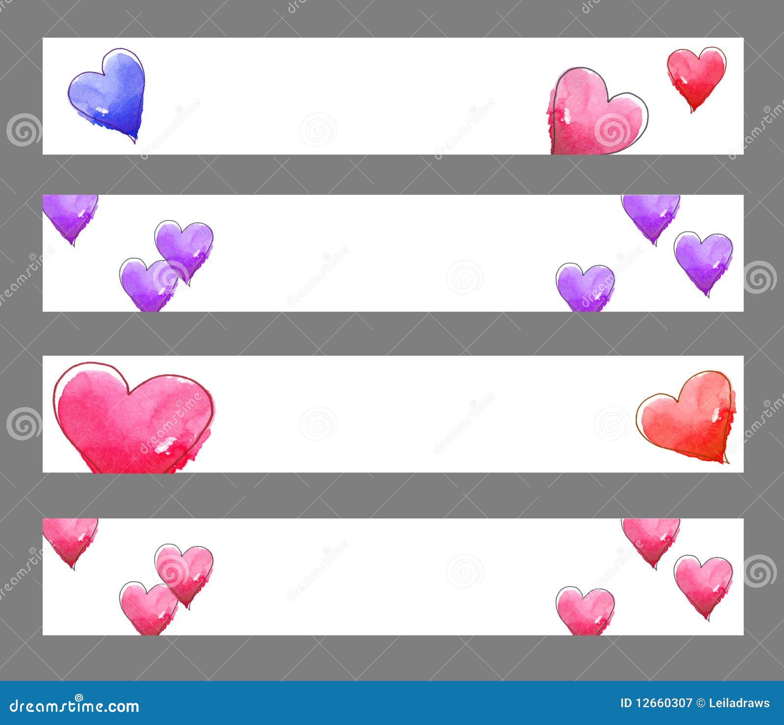 Set of Colorful Hearts Banners Stock Illustration - Illustration of ...