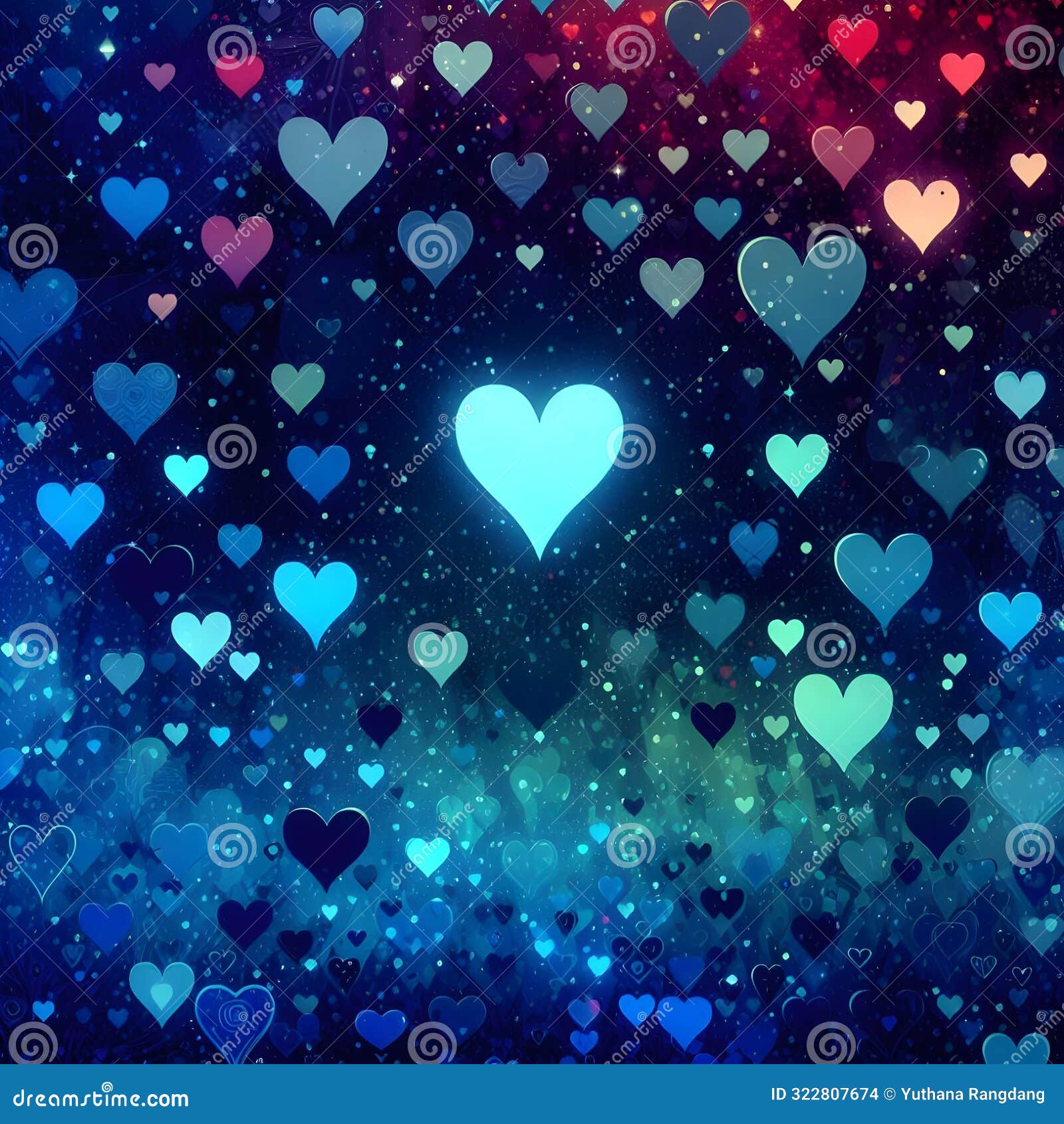 Hearts on Black Background. Stock Illustration - Illustration of ...