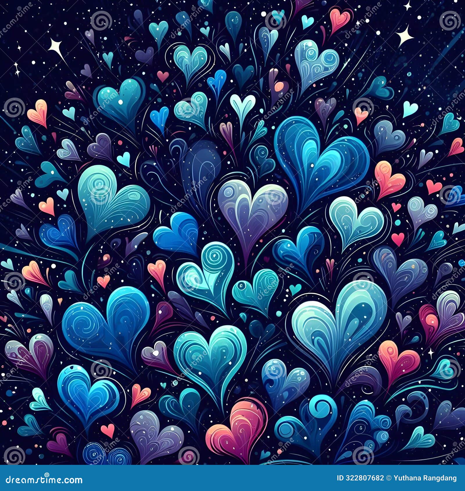 Hearts on Black Background. Stock Illustration - Illustration of modern ...