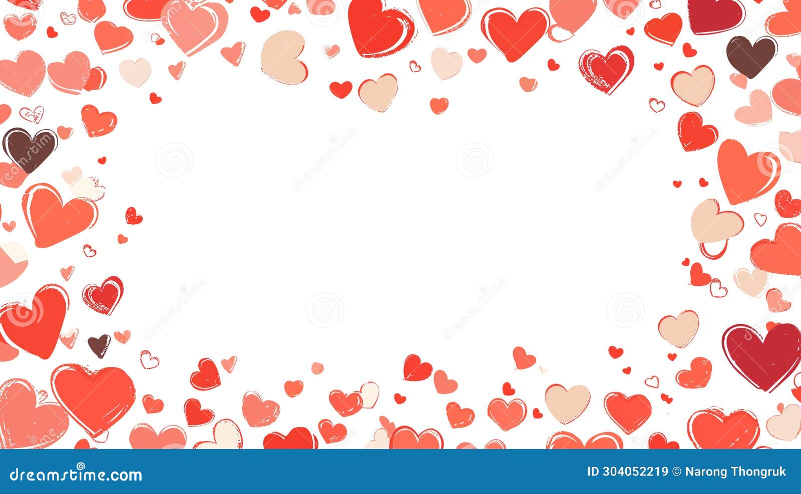 A Hearts Border Like Frame,flat Style, Generative Ai Stock Illustration ...