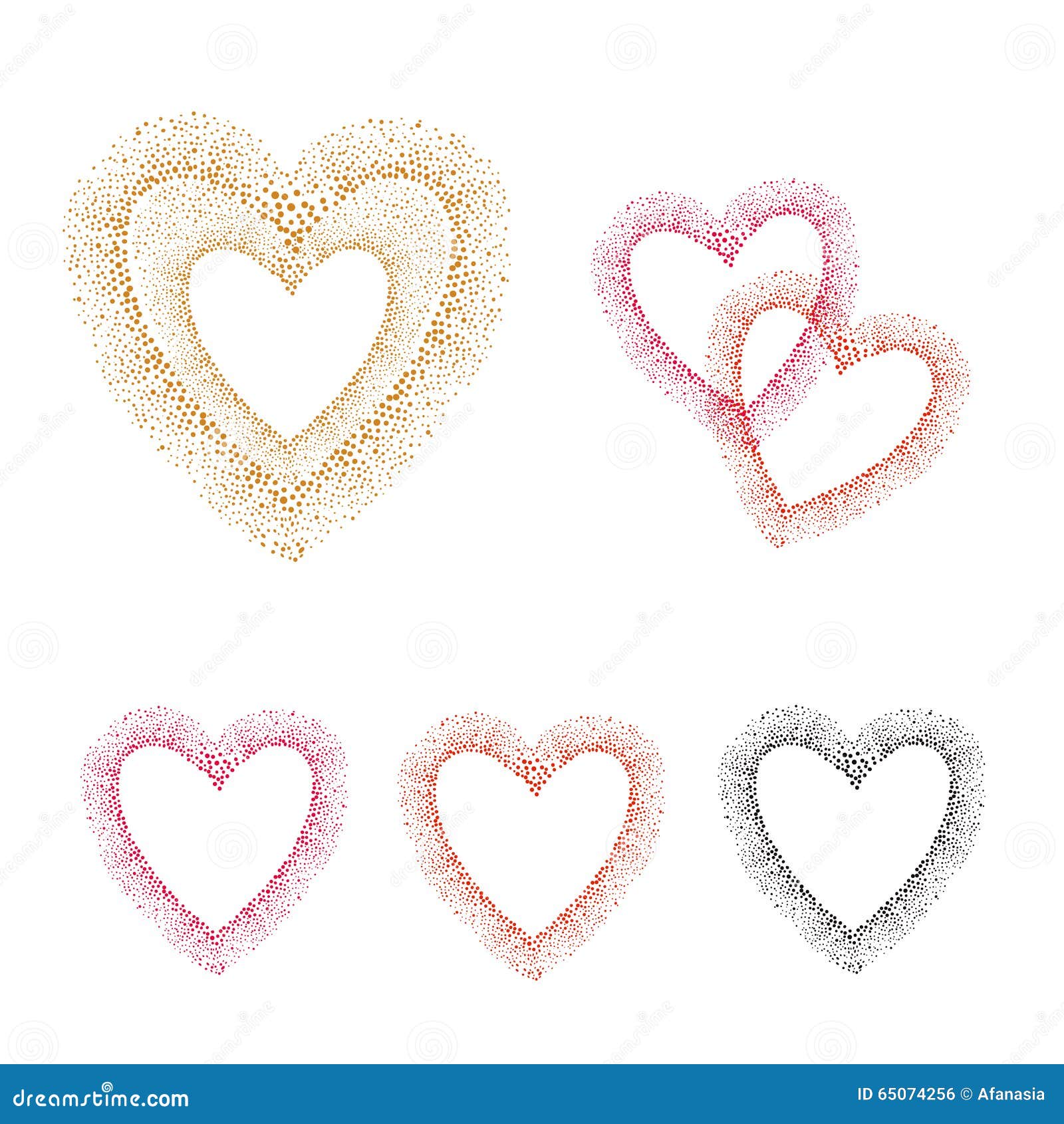 Hearts Borders Set, Colorful Dots Background. Vector Illustration ...