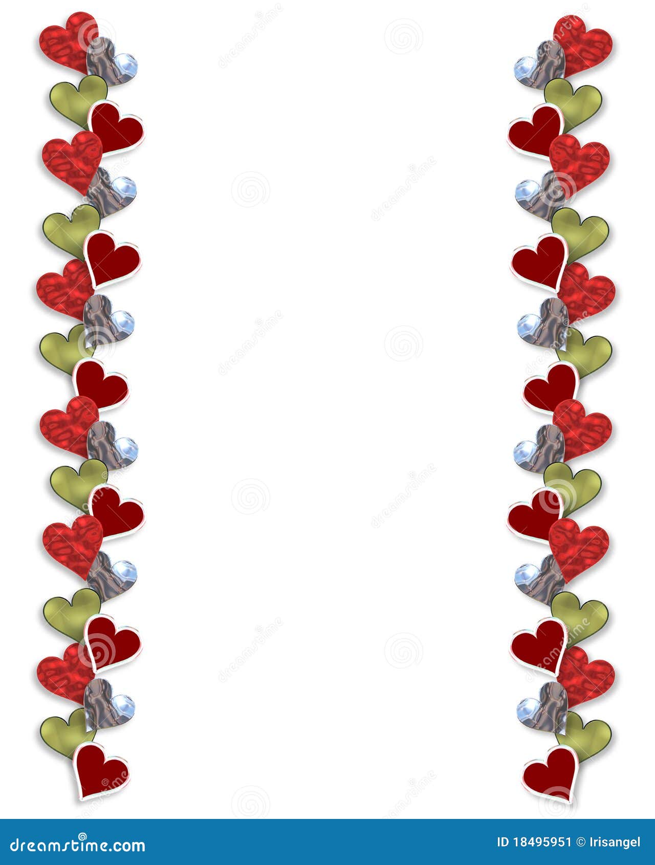 Hearts Borders Set, Colorful Dots Background. Vector Illustration ...