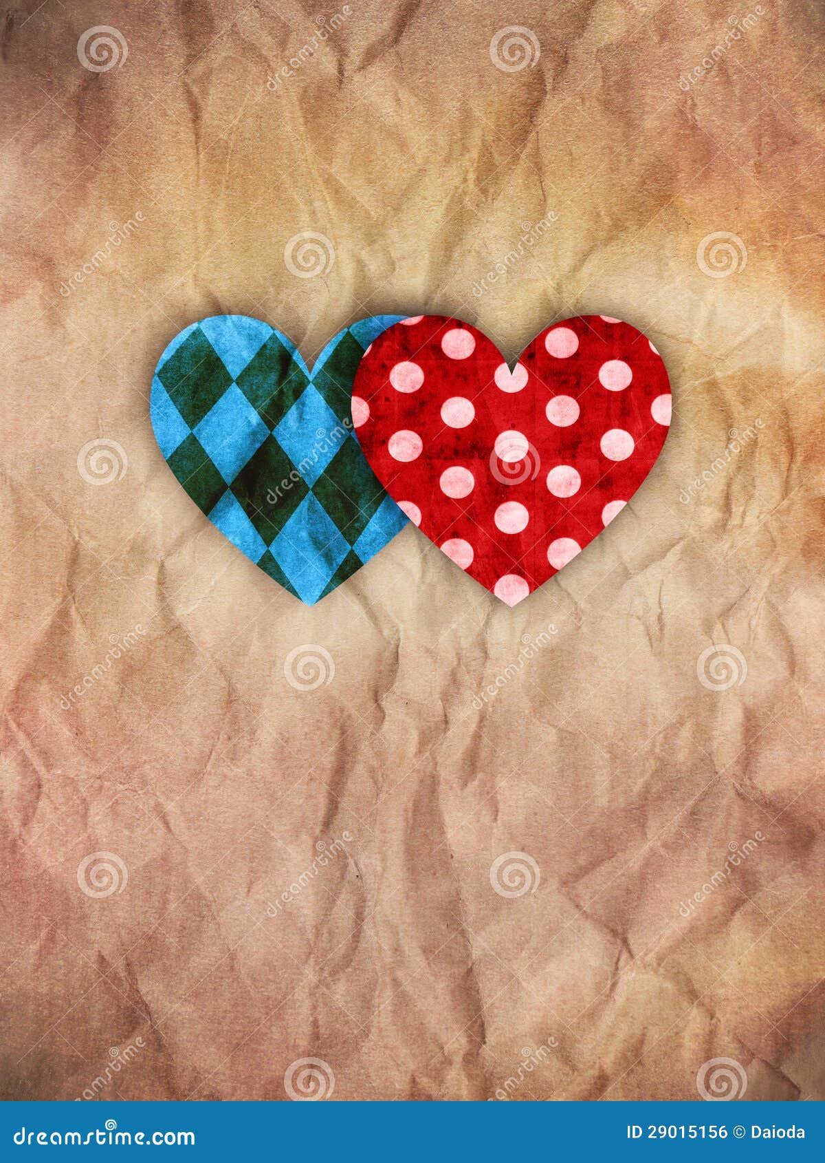He and she Hearts on Brown Paper Stock Photo - Image of dating, aged ...