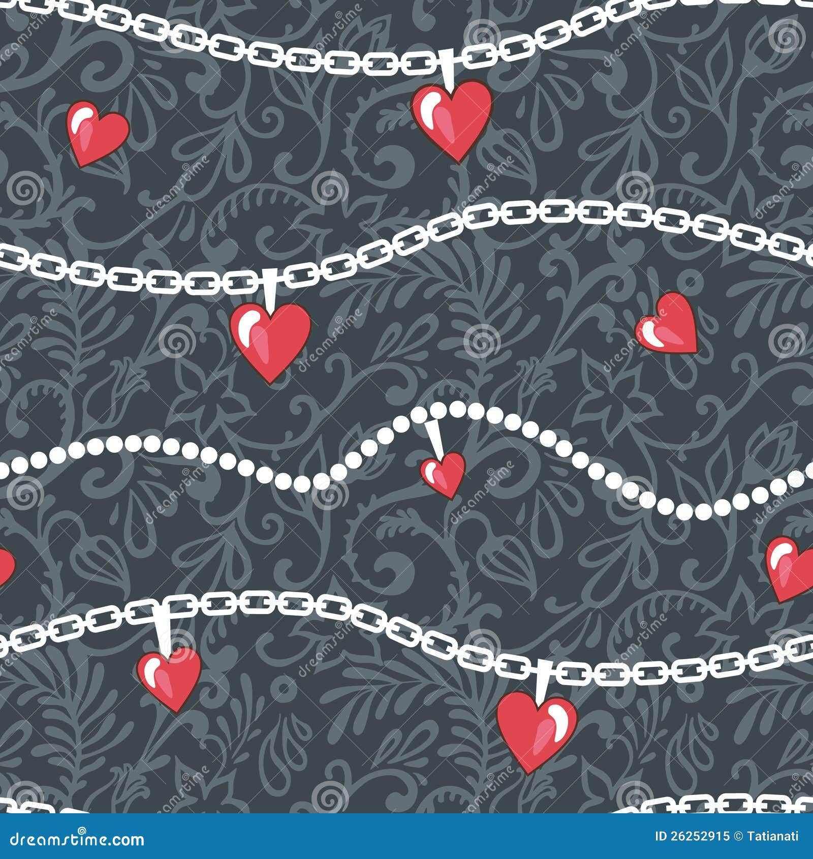 Hearts-and-chains-pattern stock vector. Illustration of accessory ...