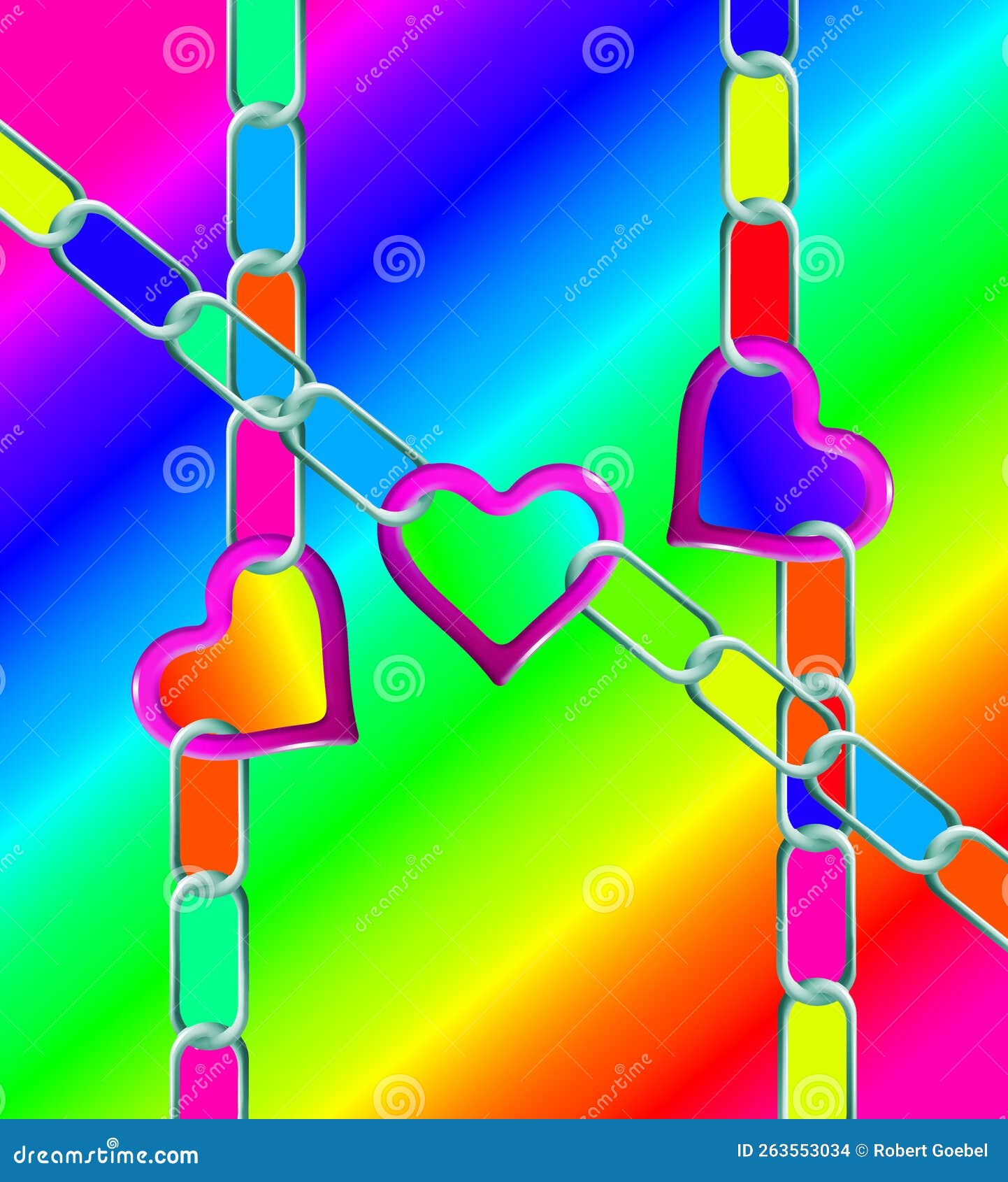 Hearts And Chains Are Pictured In A Background Image Stock Illustration ...