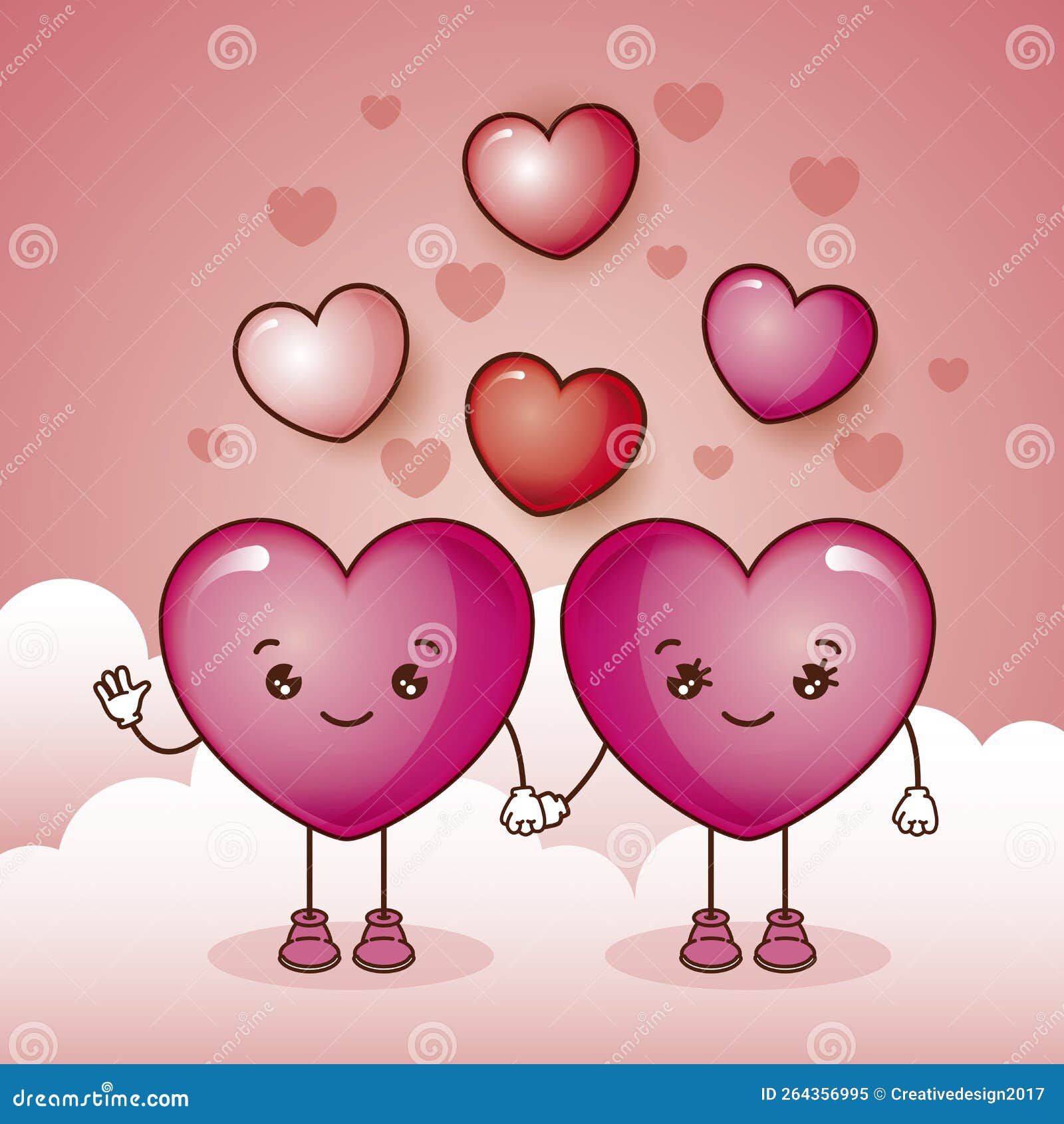 Hearts Characters of Cartoons Stock Vector - Illustration of balloon ...