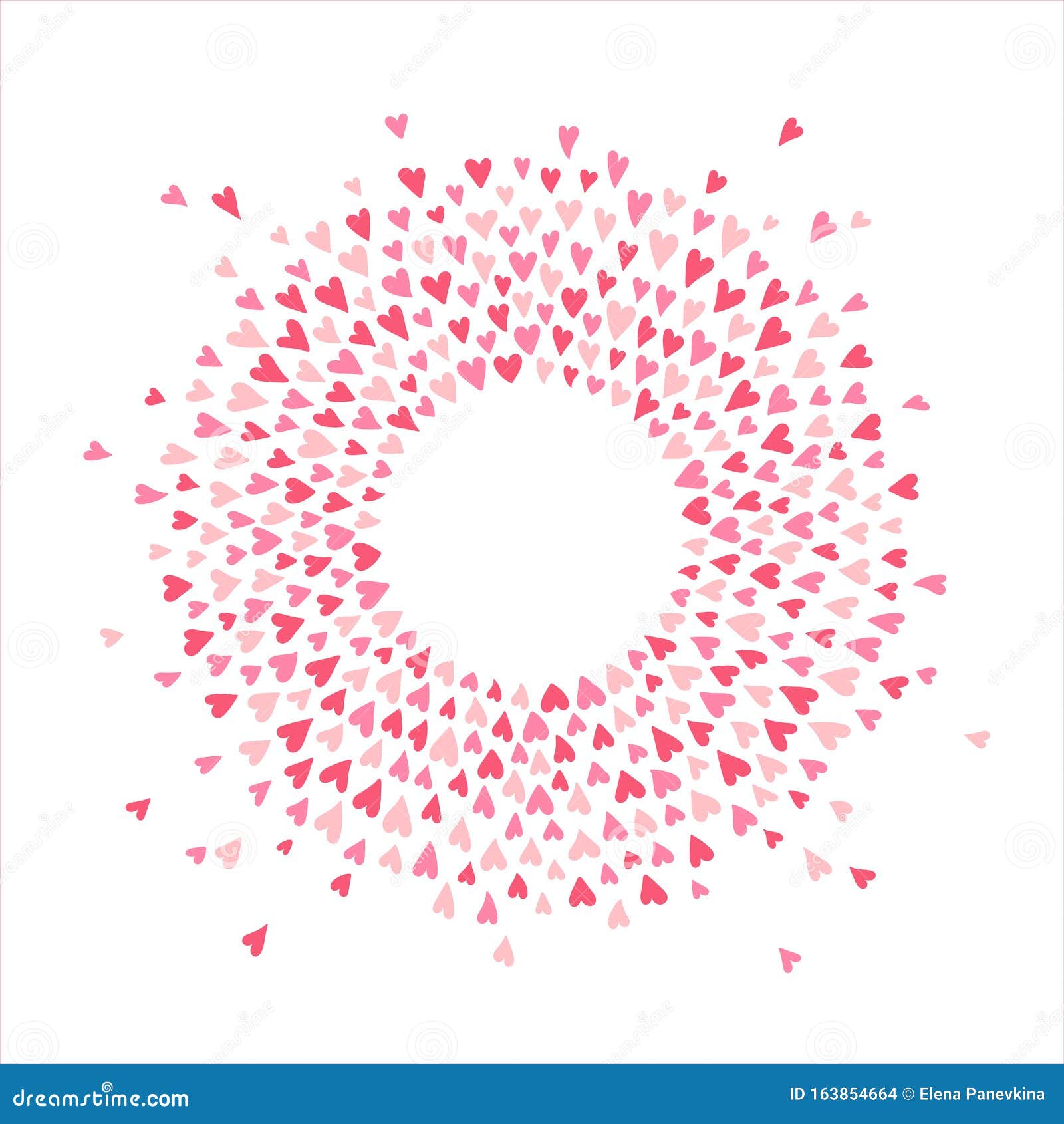 Rounded Valentines Day Frame Made of Scattering Hearts Stock Vector ...