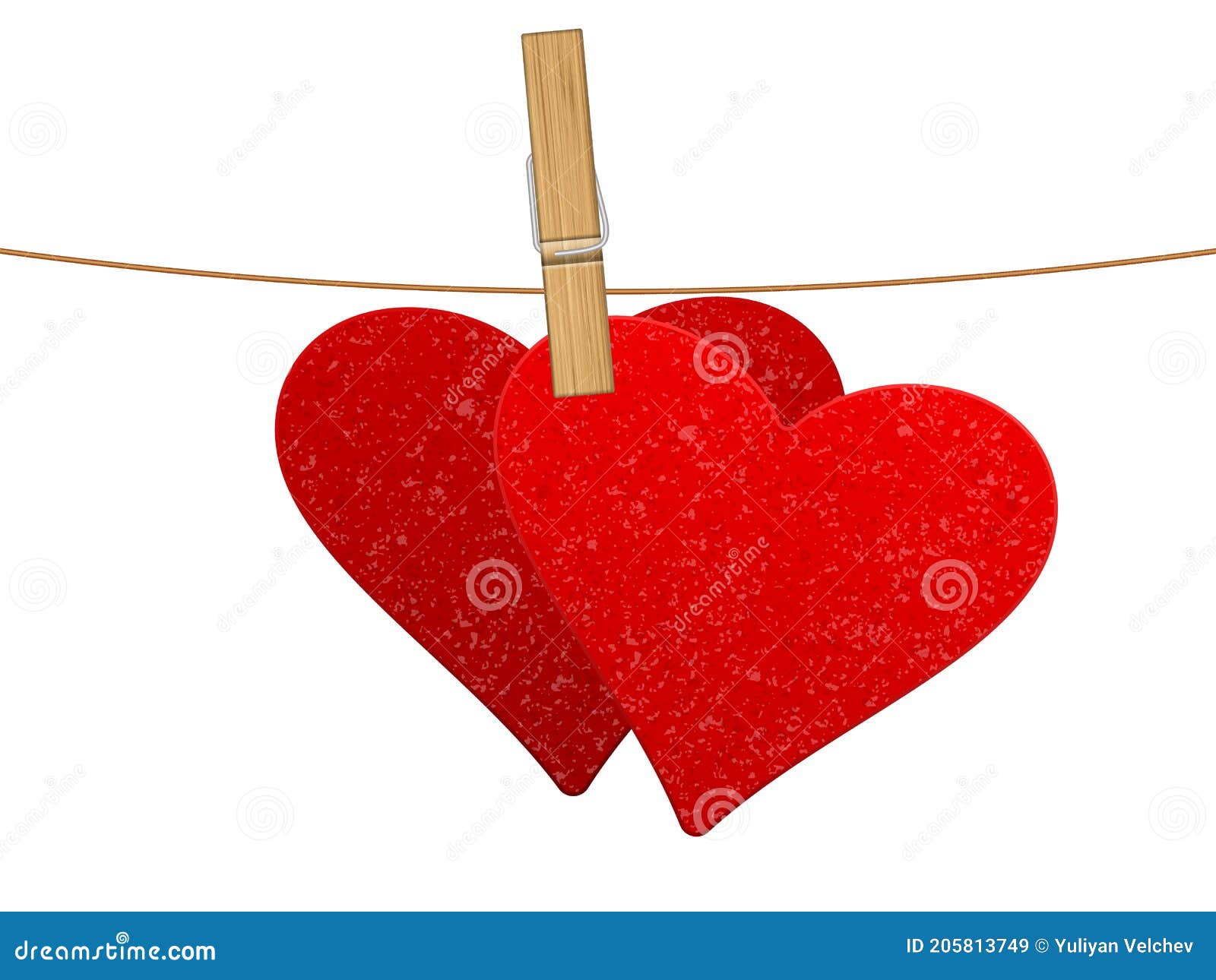 Hearts on cloth line stock vector. Illustration of romance - 205813749