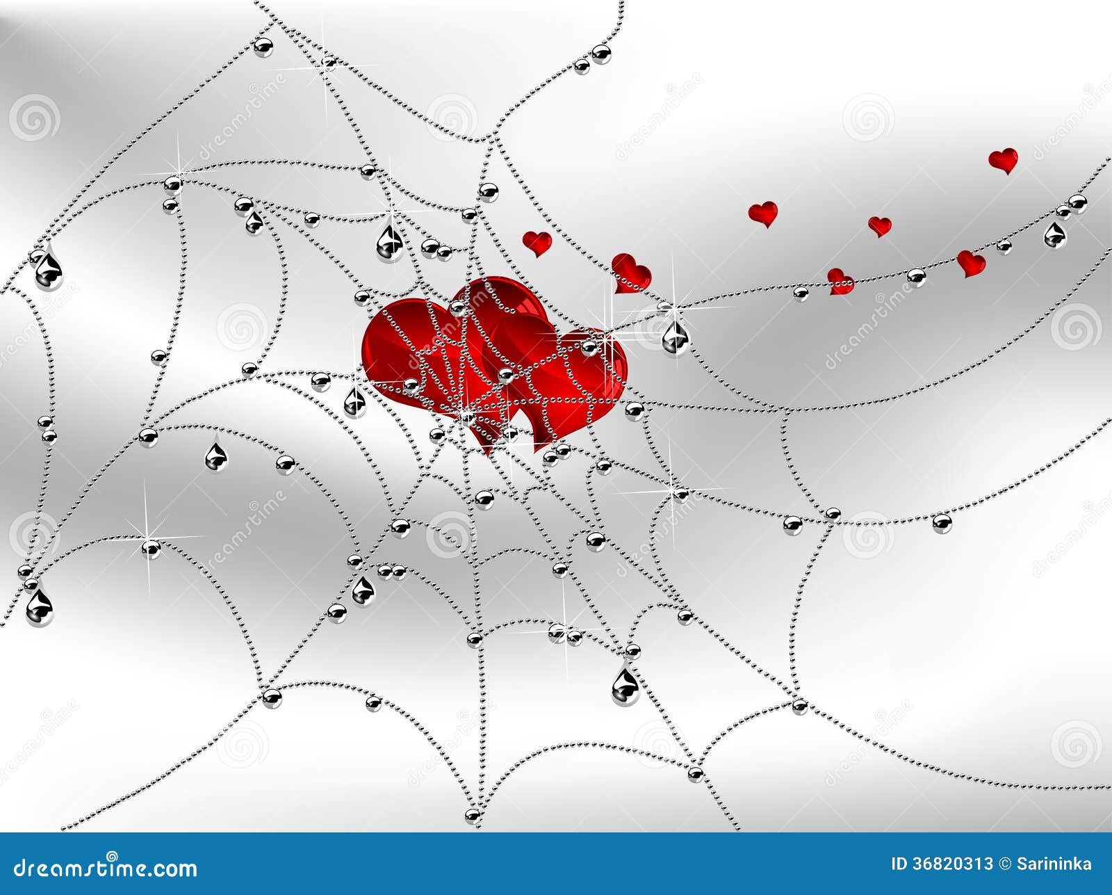 Hearts in cobweb stock vector. Illustration of droplet - 36820313