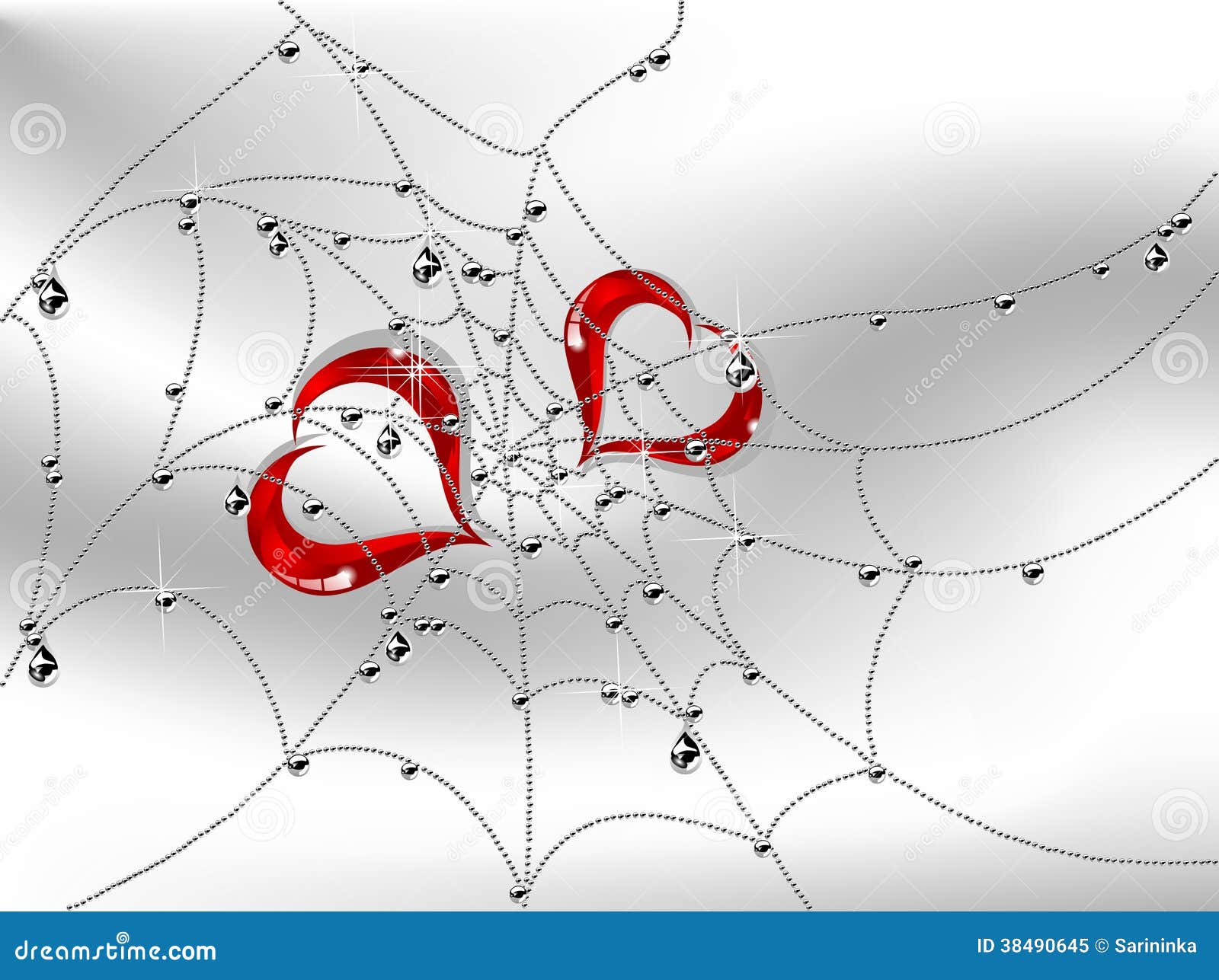 Hearts in cobweb stock vector. Illustration of flashy - 38490645