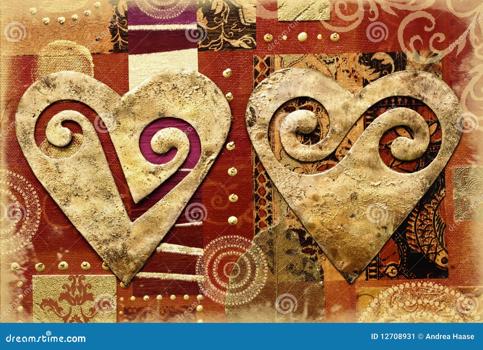 Hearts on collage stock illustration. Illustration of heart - 12708931