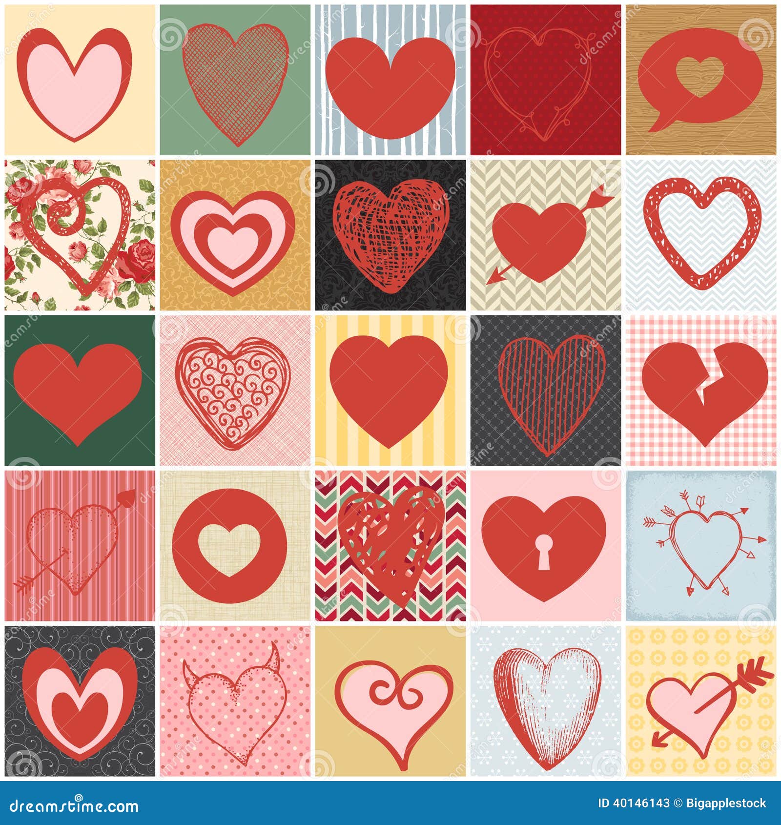 Hearts Collage stock illustration. Illustration of romantic - 40146143