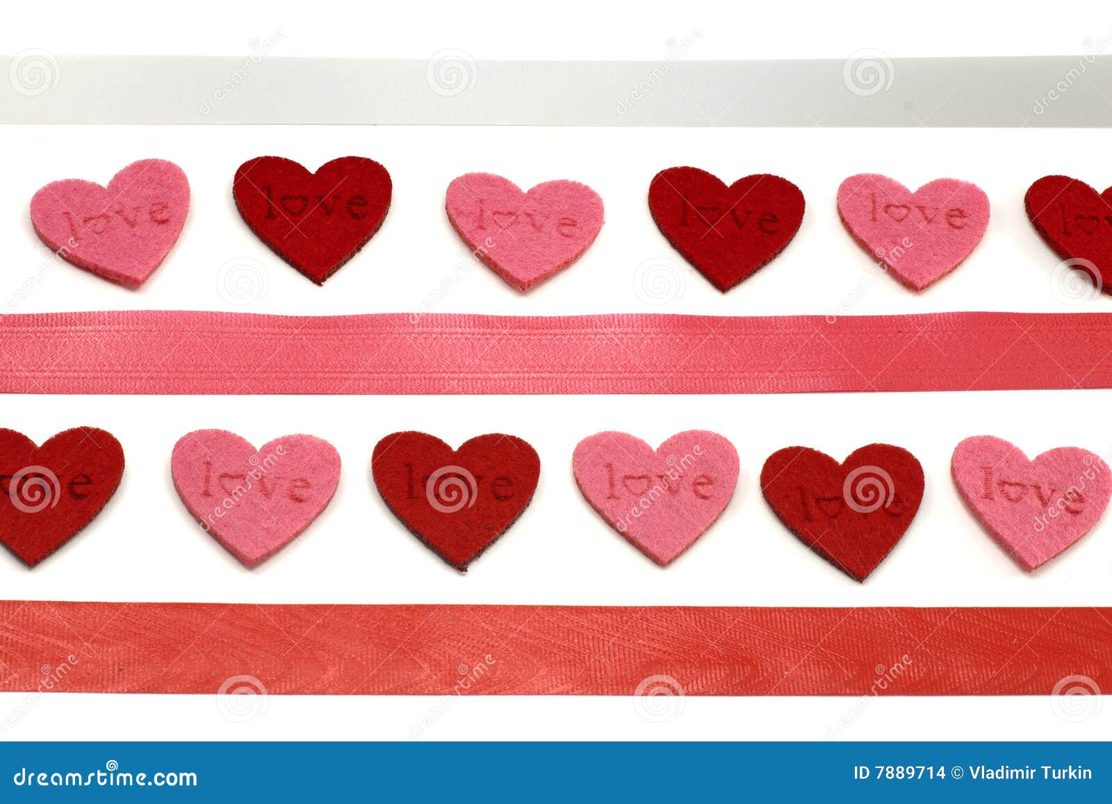 Hearts and colours ribbons stock photo. Image of happy - 7889714