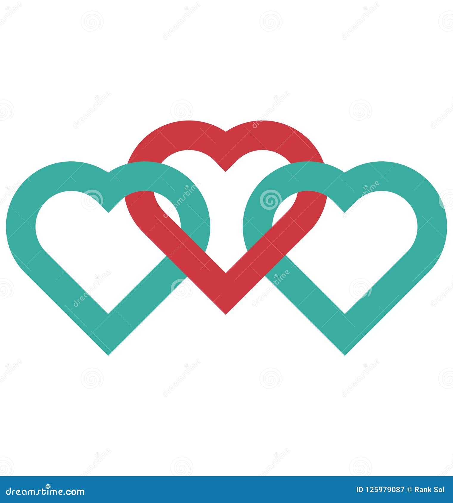 Hearts, Connected Vector Icon Editable Stock Vector - Illustration of ...