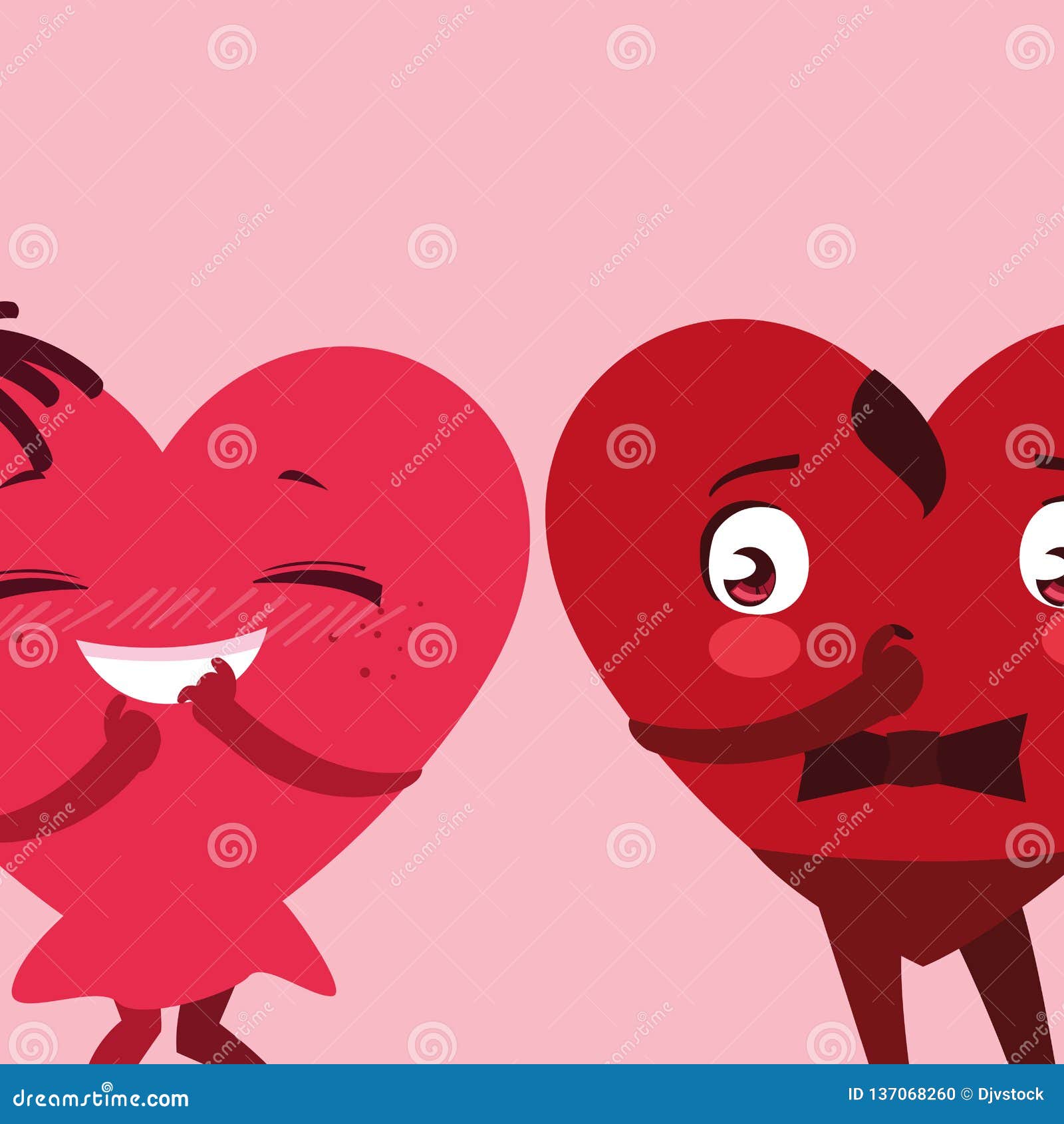 Hearts Couple Emoticons Characters Stock Vector - Illustration of ...