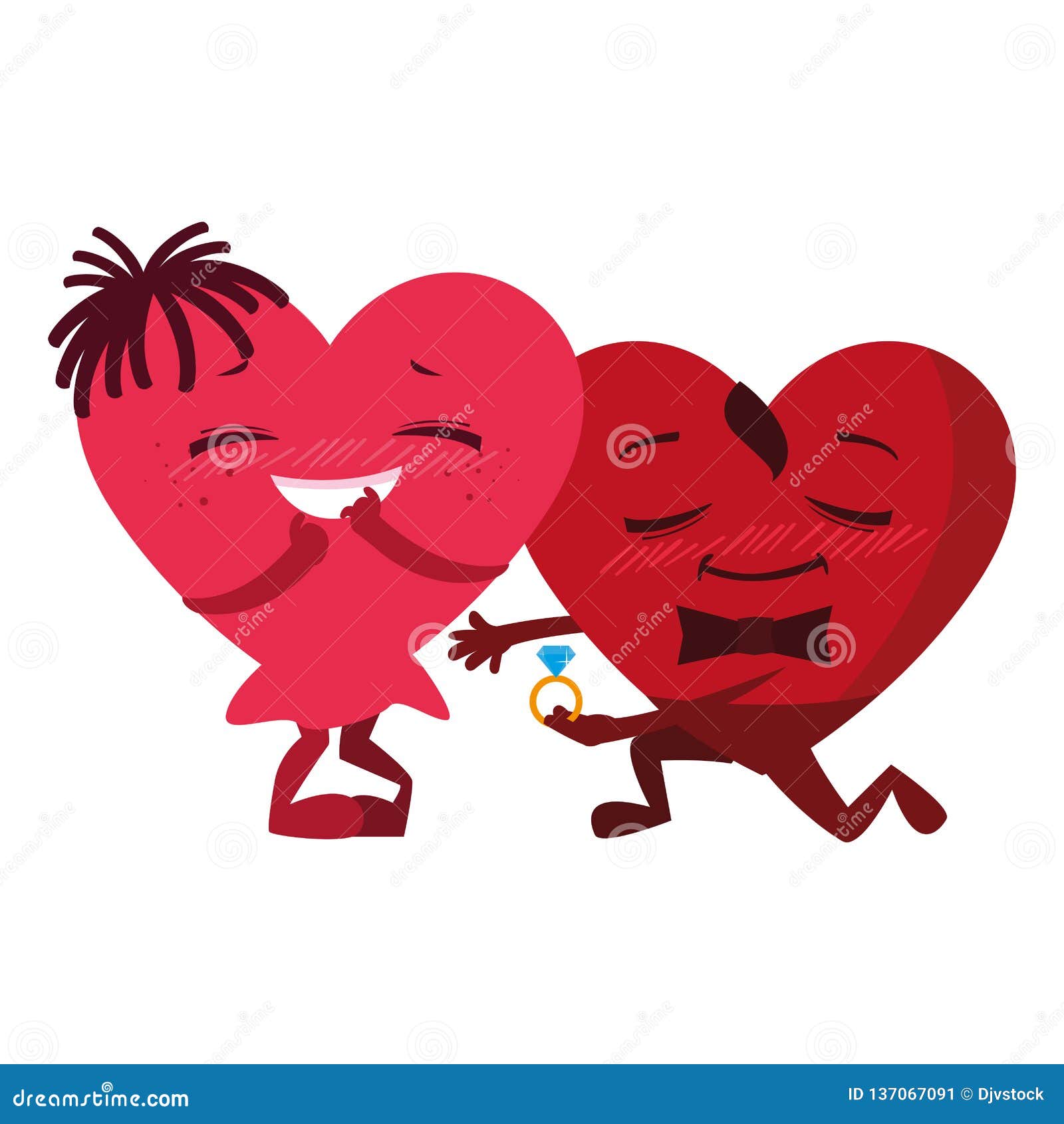 Hearts Couple with Engagement Ring Emoticons Stock Vector ...