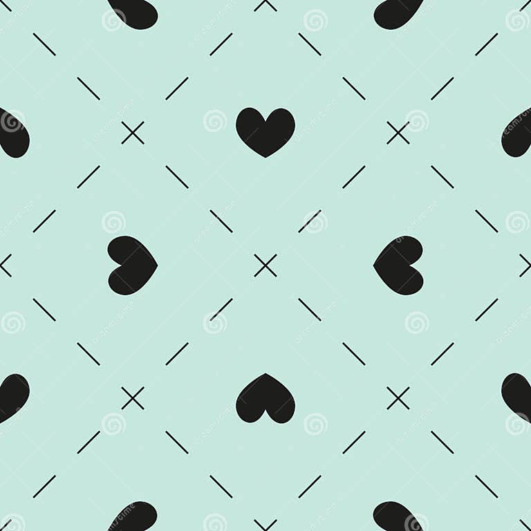 Hearts and dashes pattern stock vector. Illustration of pattern - 60736990