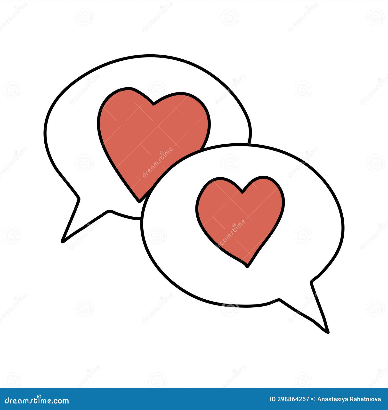 Hearts in a Dialog Box Doodle Vector Illustration Stock Vector ...