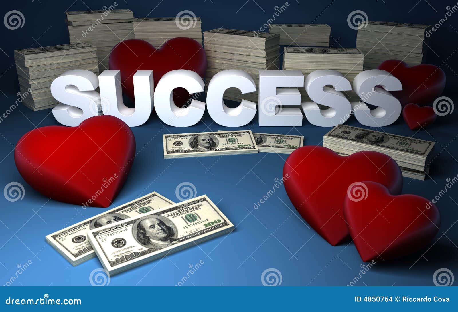Hearts, Dollars and Success Stock Illustration - Illustration of bill ...
