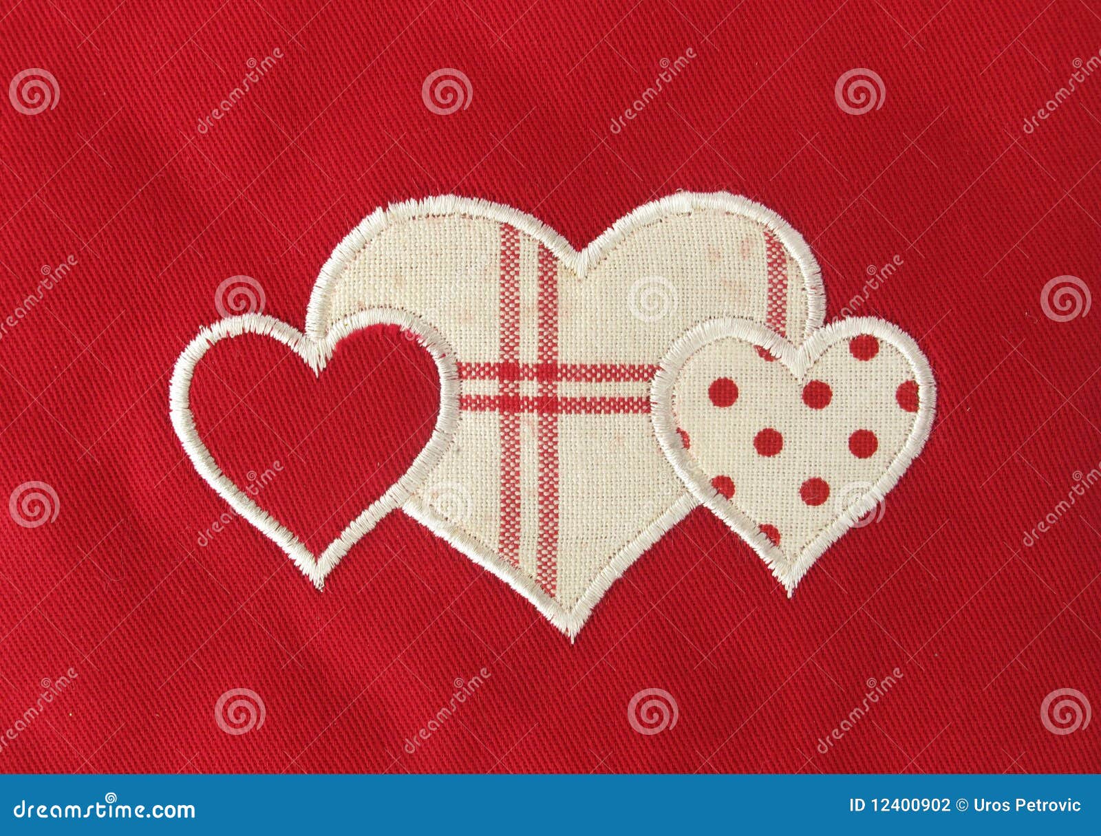 Hearts Embroidered Textile Pattern Stock Photo - Image of material ...