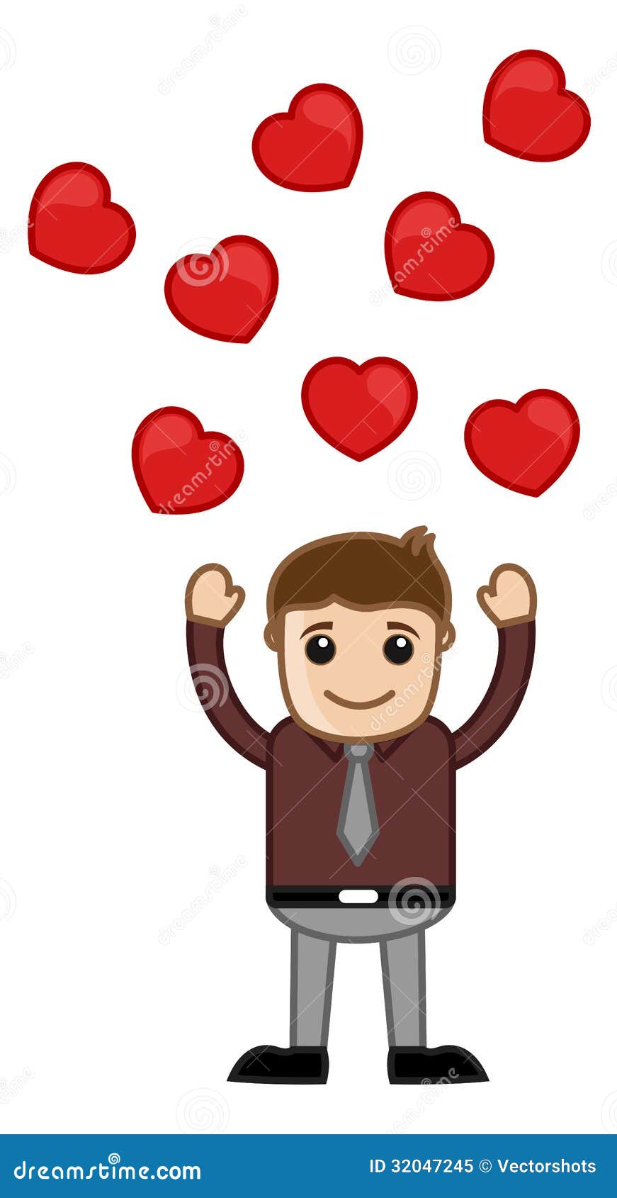 Hearts Floating Over a Man Vector Stock Vector - Illustration of ...