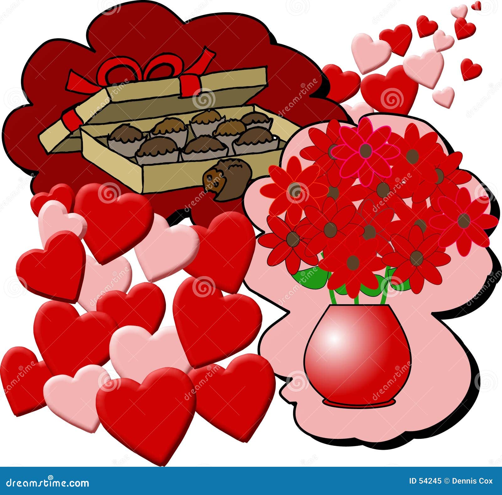 Hearts, Flowers & Candy Stock Illustration - Illustration of cupid ...