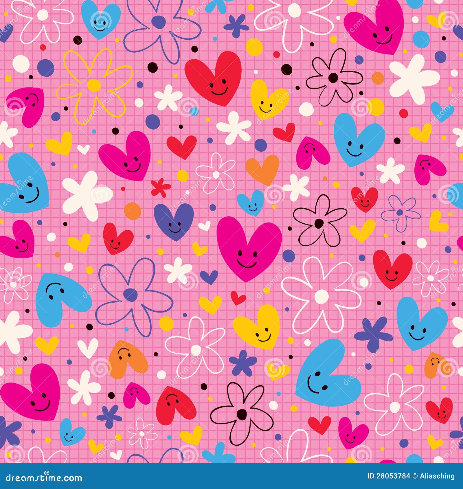 Hearts & Flowers Pattern Stock Vector - Illustration of love, template ...