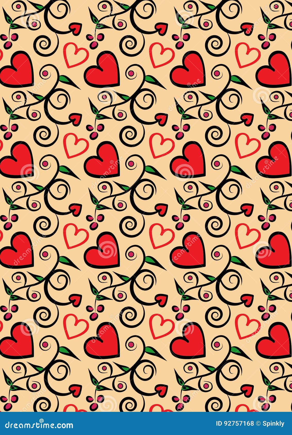 Hearts flowers stock illustration. Illustration of love - 92757168