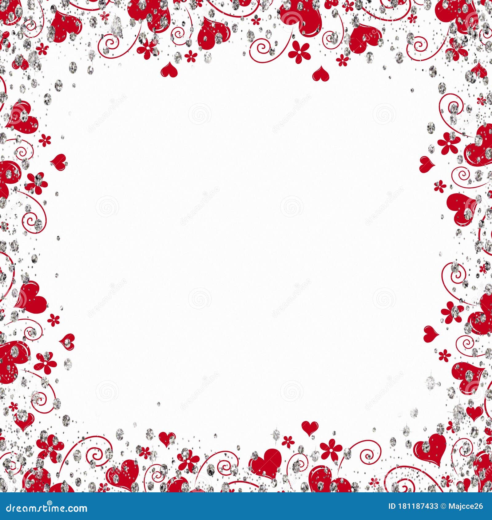 Hearts Frame Border Romantic Background Border Glitter Stock ...