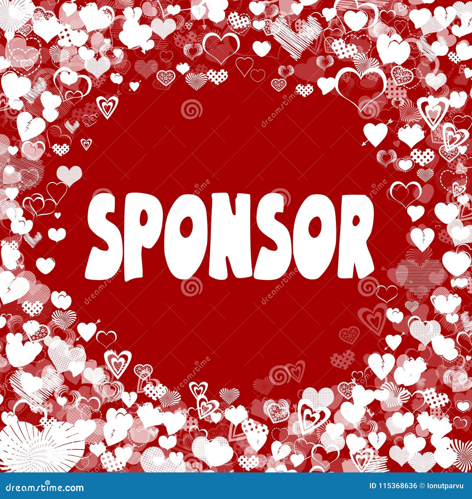 Hearts Frame with SPONSOR Text on Red Background. Stock Illustration ...