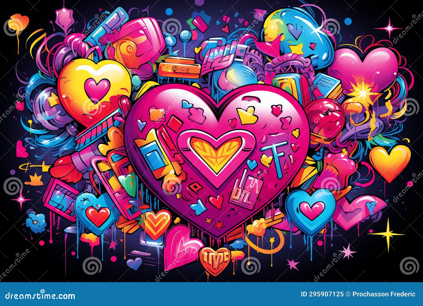 Hearts Graffiti, AI Generated Stock Illustration - Illustration of ...