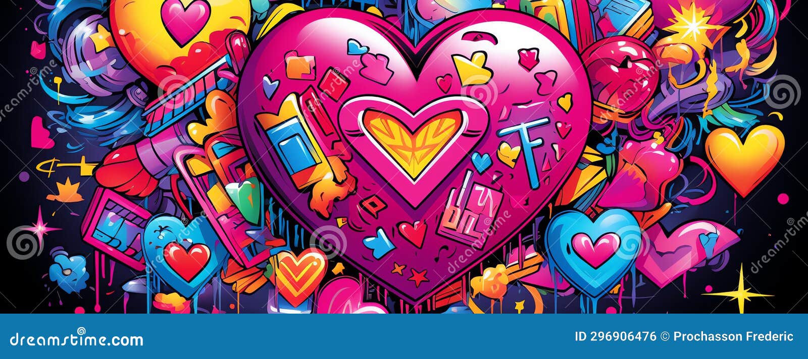 Hearts Graffiti, AI Generated Stock Illustration - Illustration of ...