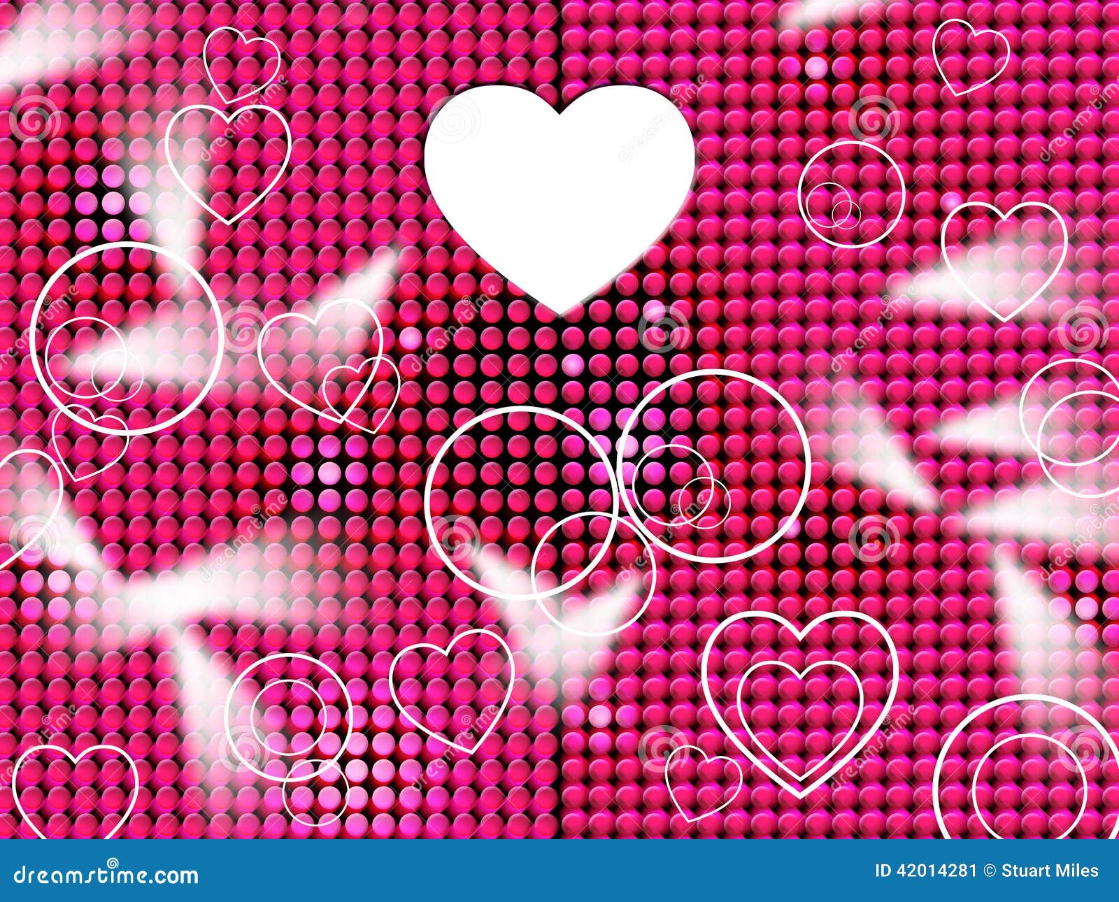 Hearts Grid Means Lightsbeams of Light and Affection Stock Illustration ...
