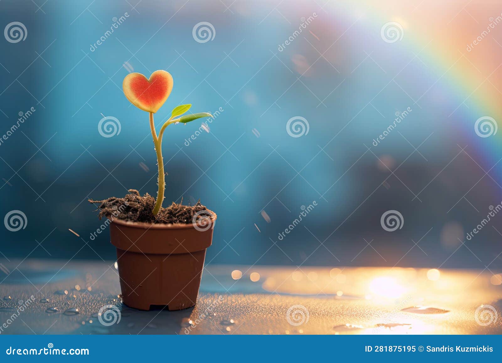 Hearts Growing on a Small Plant. Generative AI Stock Illustration ...