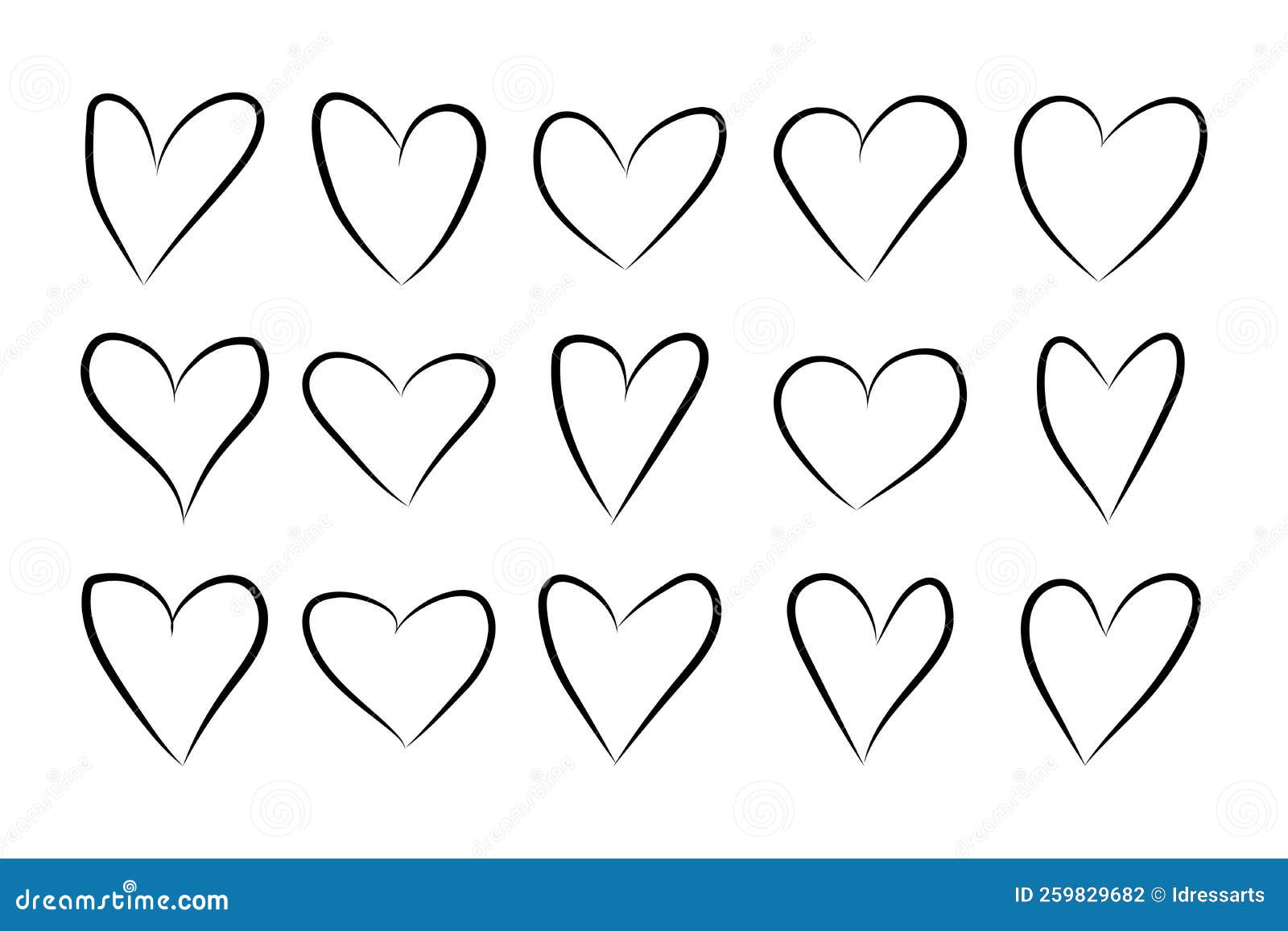 Hearts hand drawing set stock vector. Illustration of element - 259829682