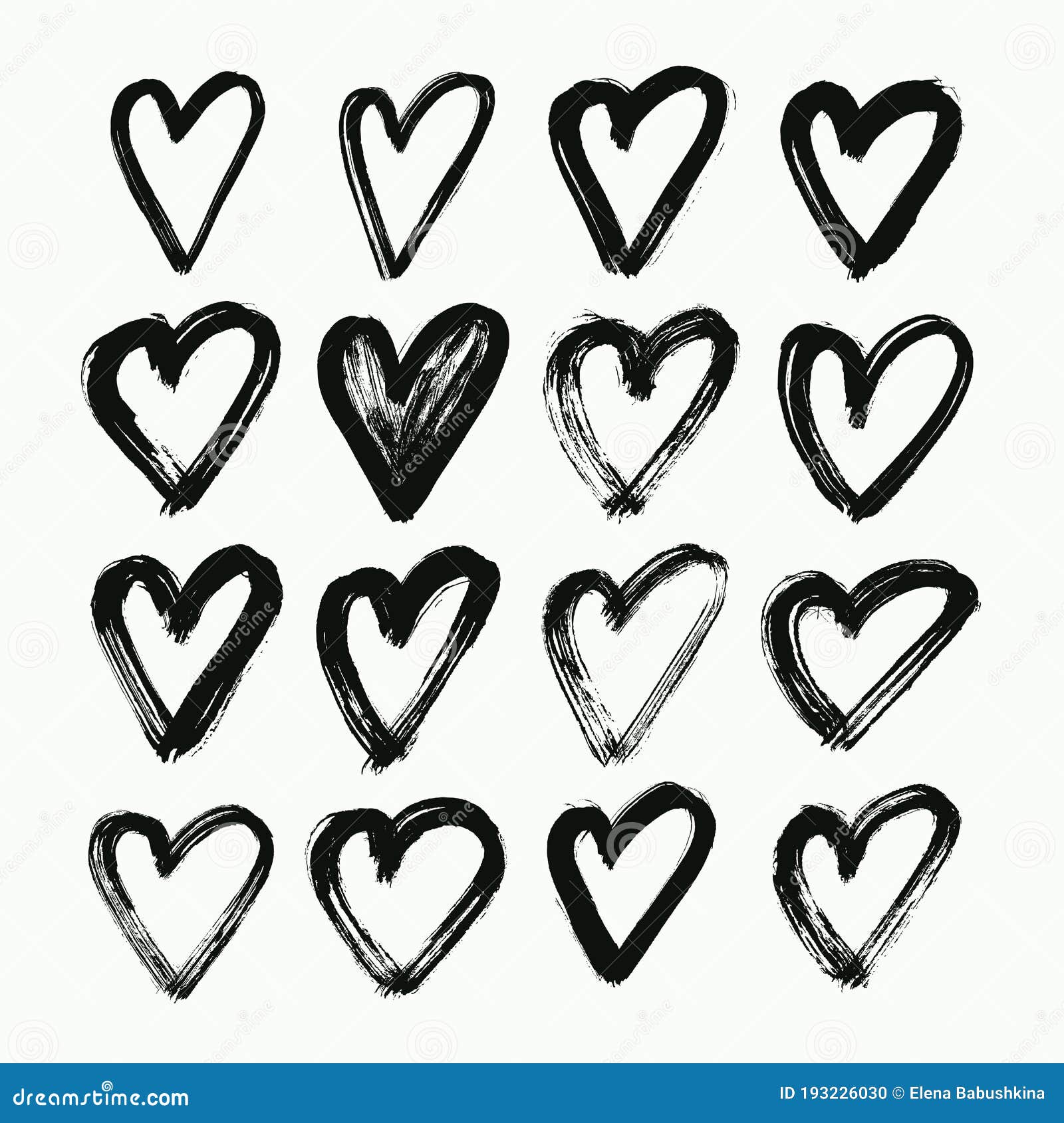 Hearts Hand Drawn Set. Vector Illustration Stock Vector - Illustration ...