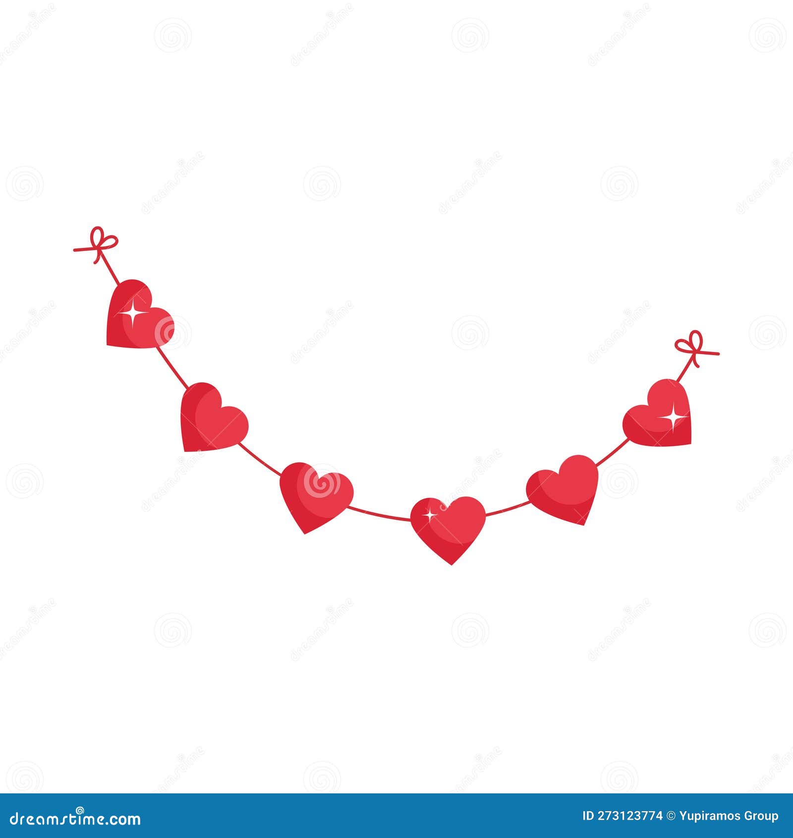 Hearts hanging on rope stock vector. Illustration of amour - 273123774
