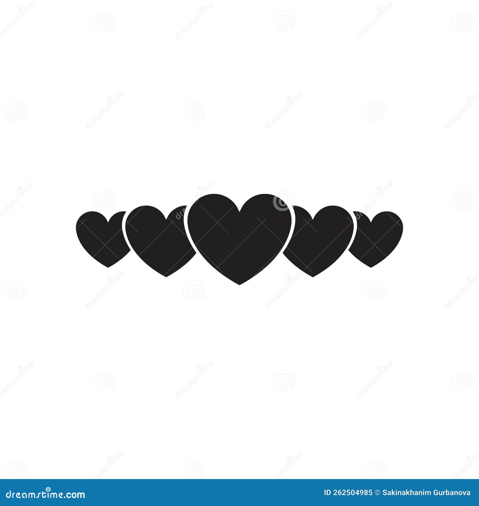 5 Hearts Icon, Rating, Rank Five Hearts, Thin Line Symbol on White ...