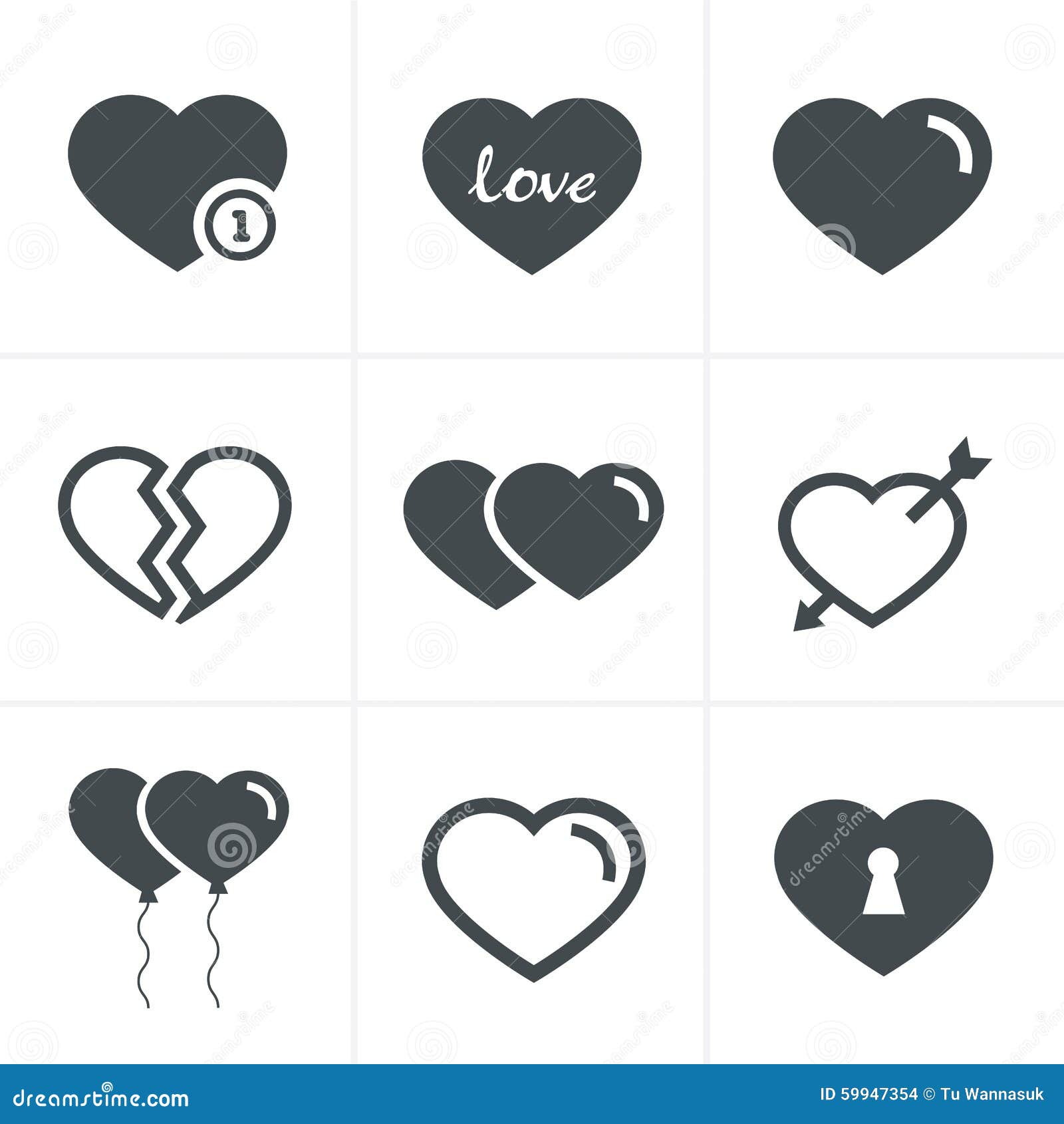 Hearts Icons Set, Vector Design Stock Illustration - Illustration of ...