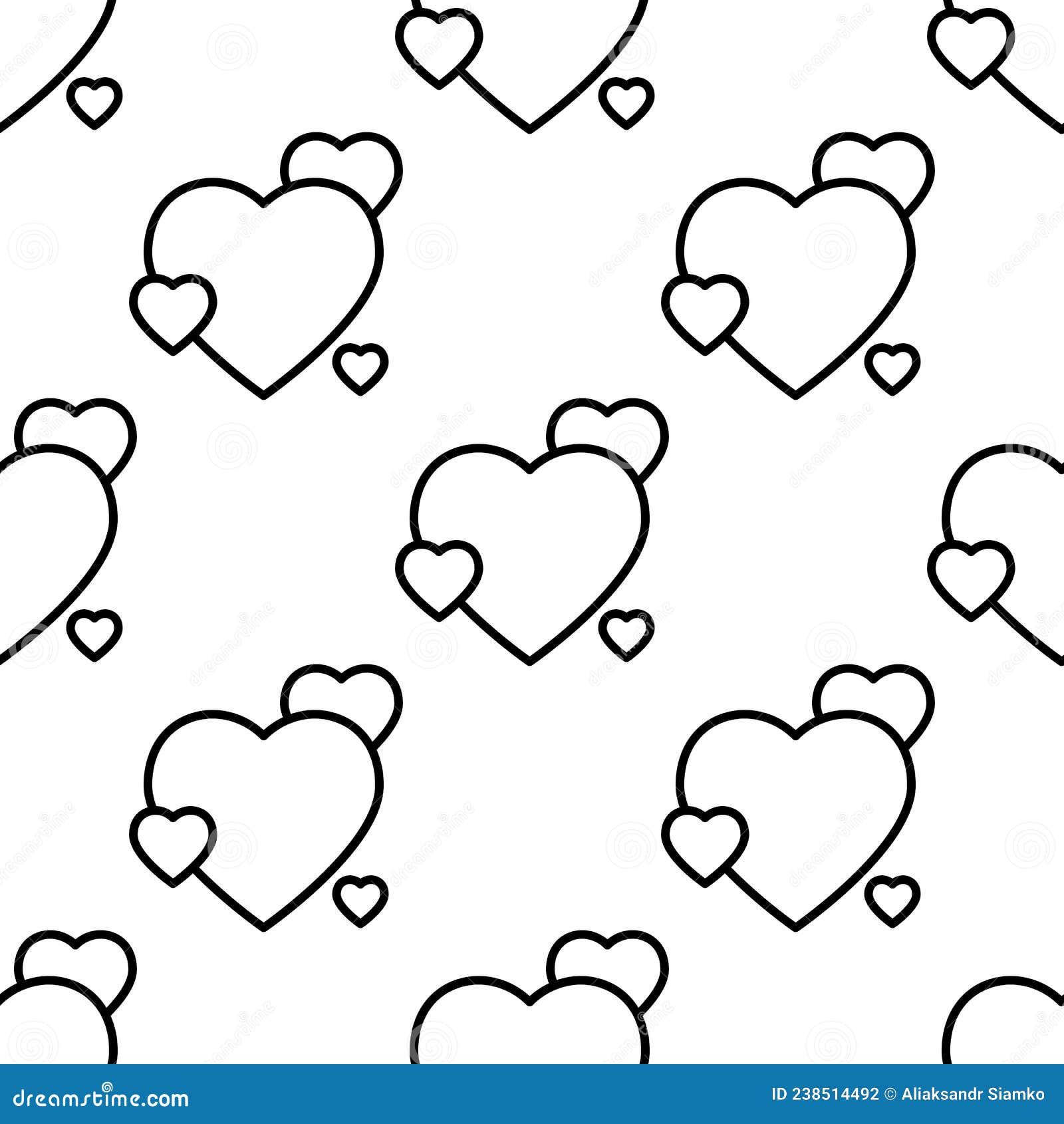 Hearts Illustration Line. Seamless Pattern Stock Vector - Illustration ...