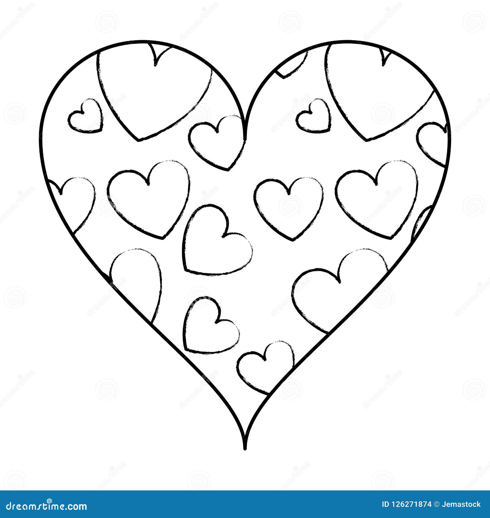 Hearts Inside Heart Frame Sketch Stock Vector - Illustration of ...