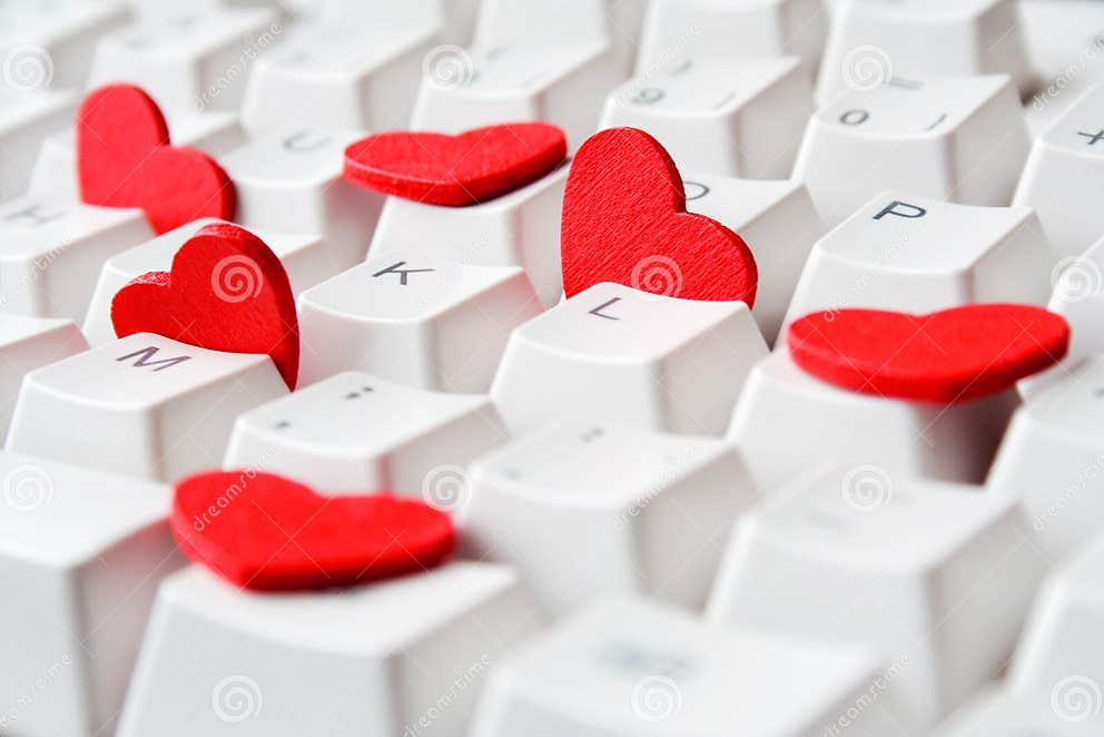 Hearts on keyboard stock image. Image of hearts, online - 1787013