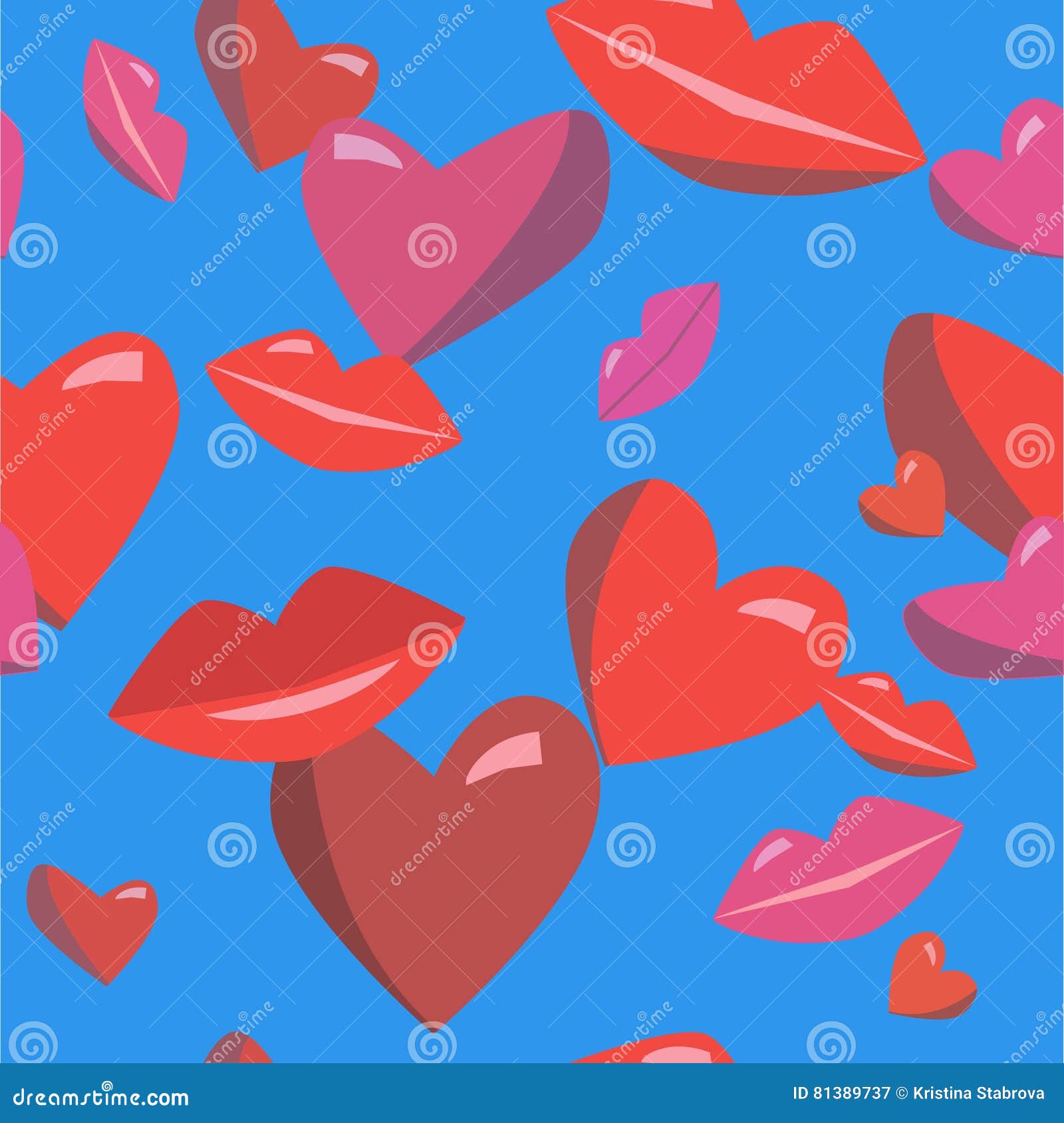 Hearts and lips pattern stock vector. Illustration of decor - 81389737