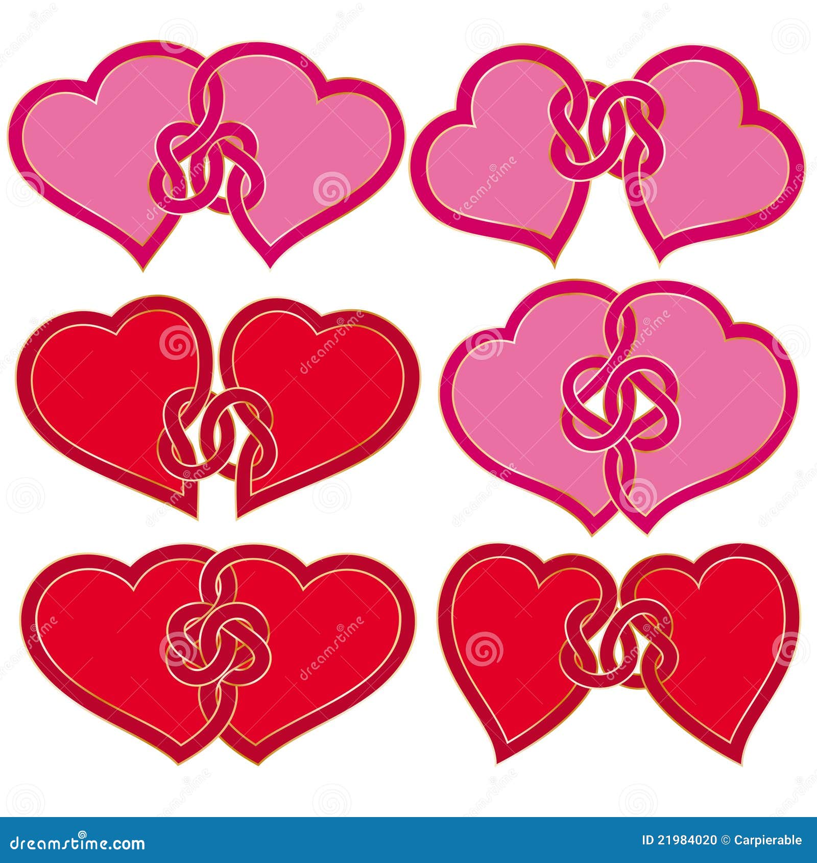 Hearts with love knots set stock vector. Illustration of background ...