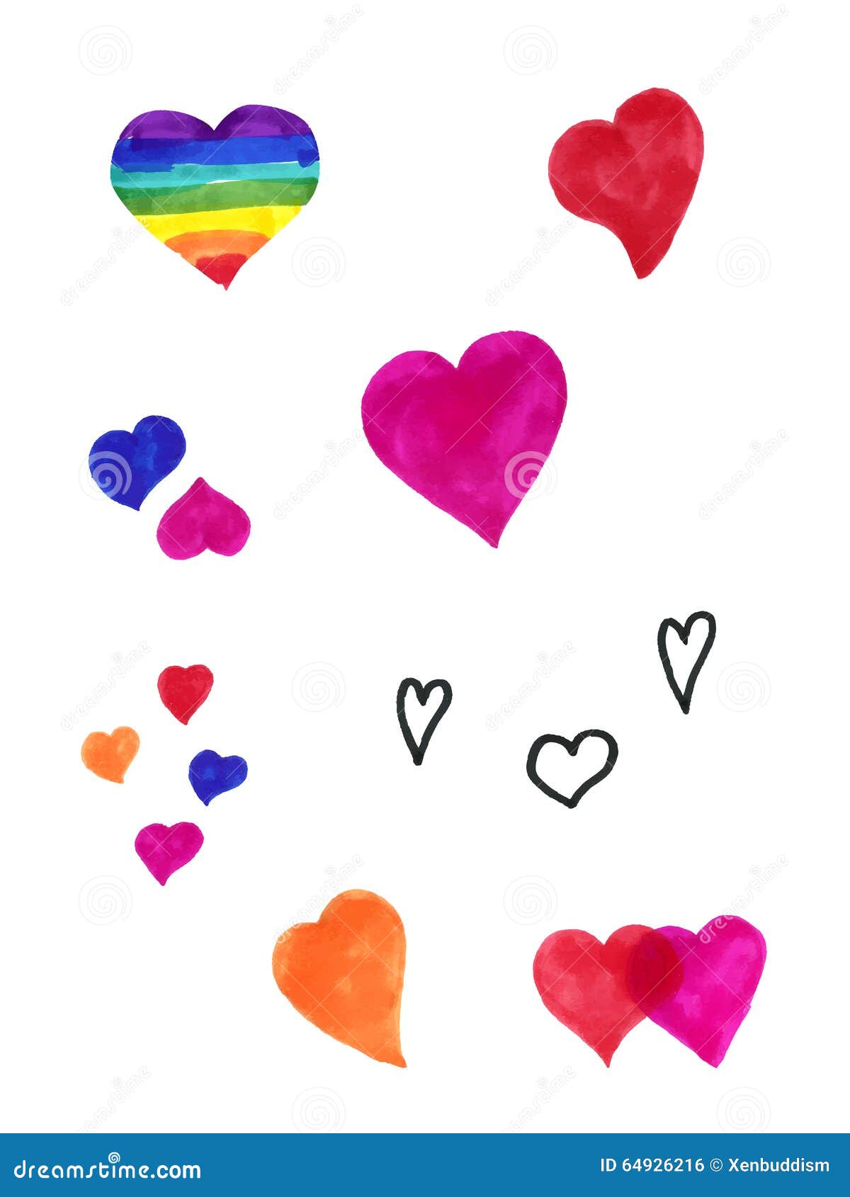 Hearts marker sketch stock illustration. Illustration of heart - 64926216