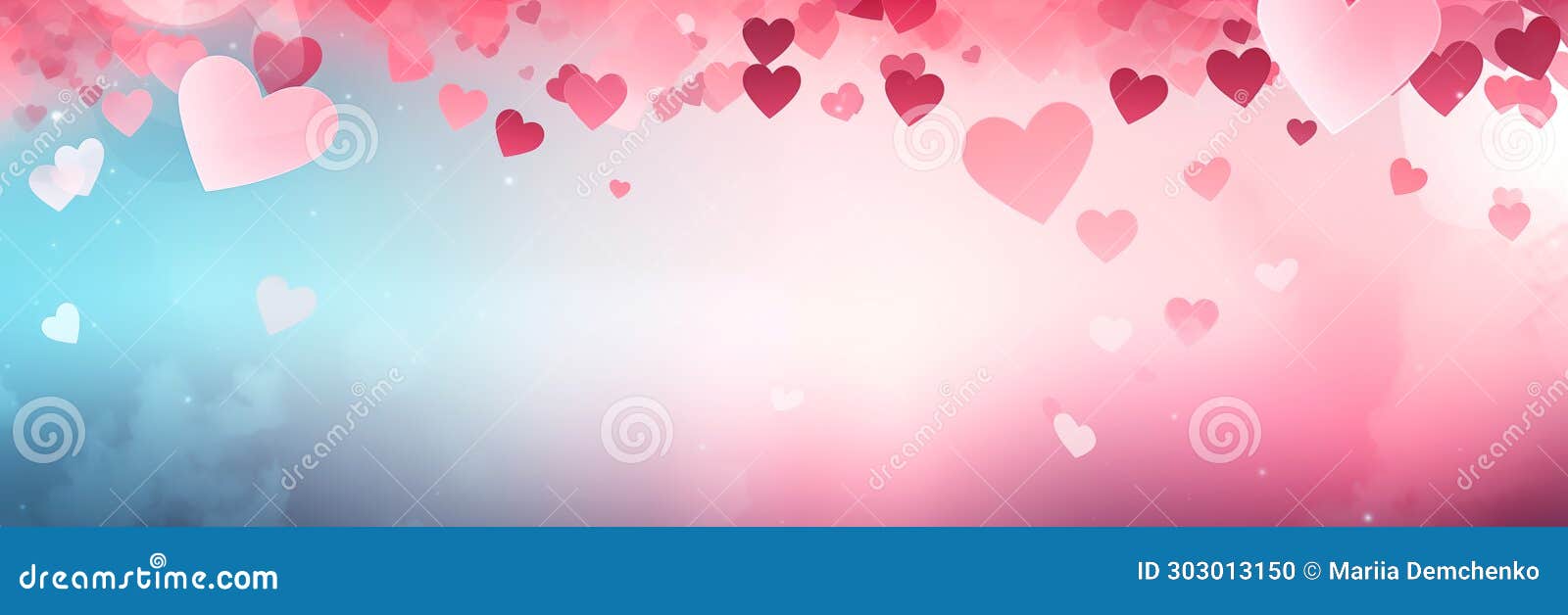 Hearts Pattern Background Banner. Valentine S Day. Panoramic Web Header ...
