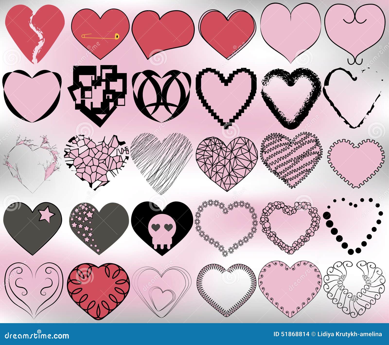 30 hearts pattern set stock vector. Illustration of tattoo - 51868814