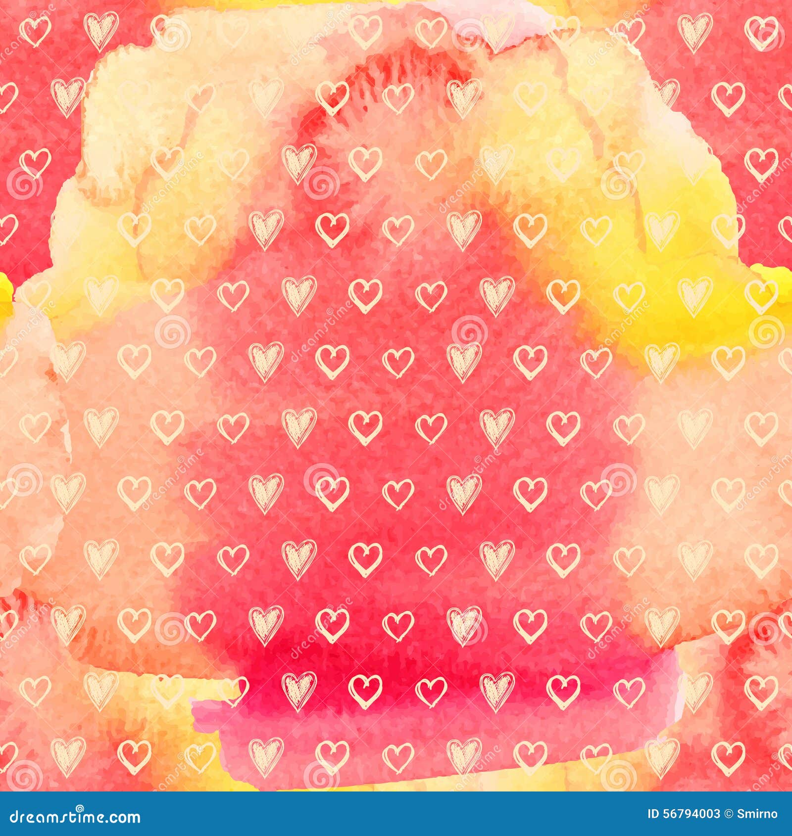 Hearts Pattern on a Watercolor Background Stock Illustration ...