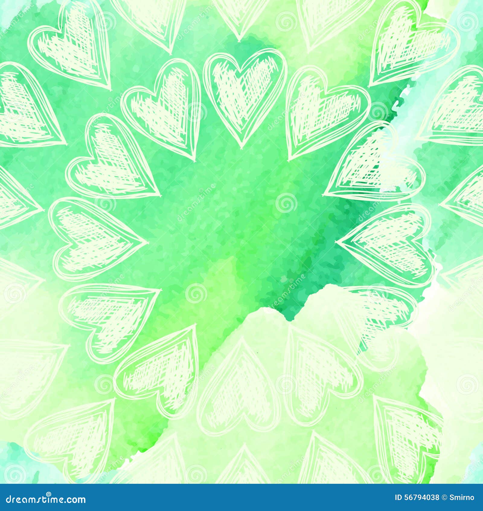 Hearts Pattern on a Watercolor Background Stock Vector - Illustration ...