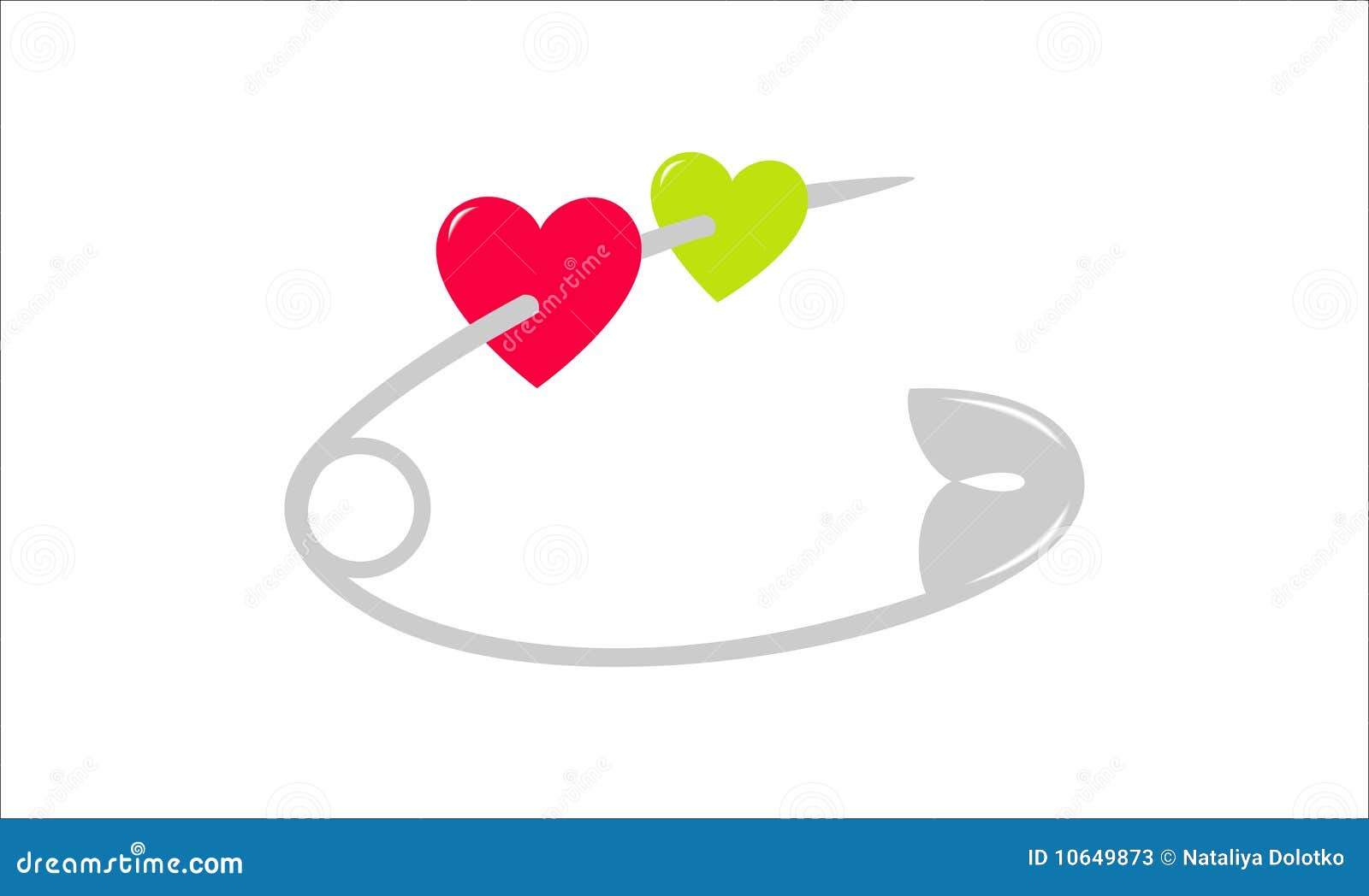 Hearts on a pin. Vector stock vector. Illustration of background - 10649873